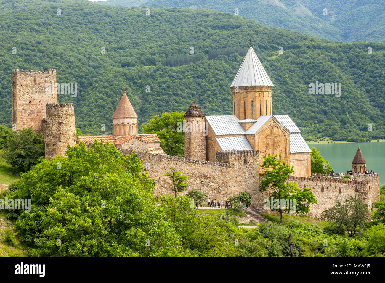 Ananuri Castle, a castle complex on the Aragvi River in Georgia Stock ...