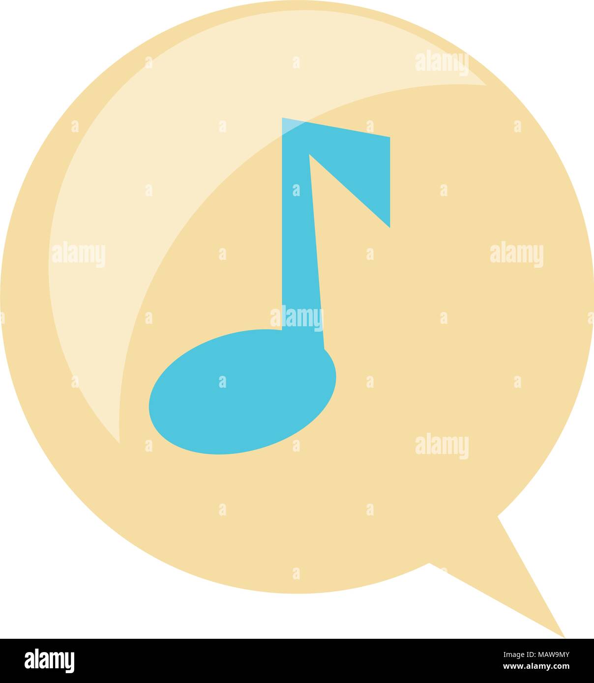 speech bubble with musical note icon over white background, colorful ...
