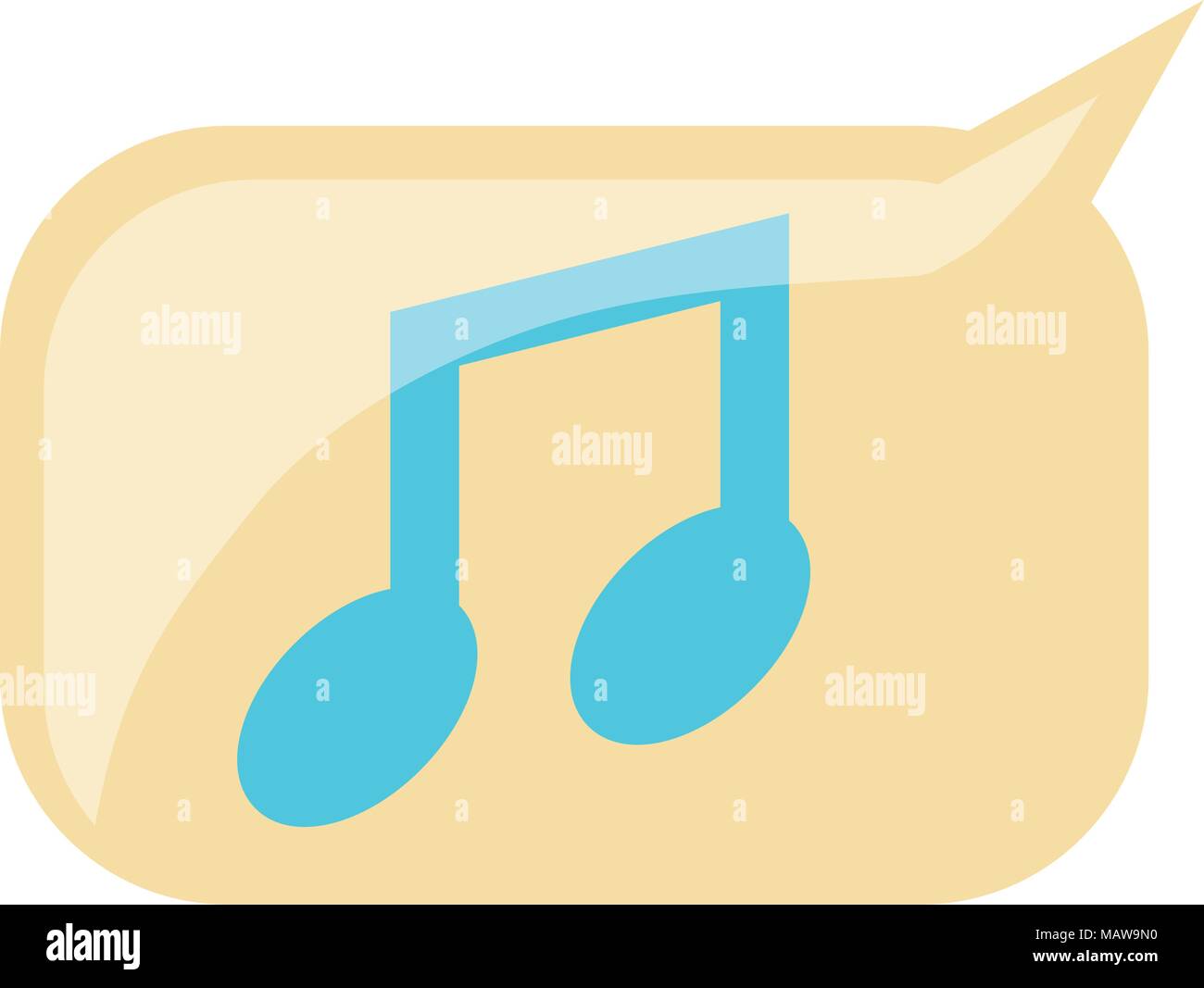 speech bubble with musical note icon over white background, colorful ...