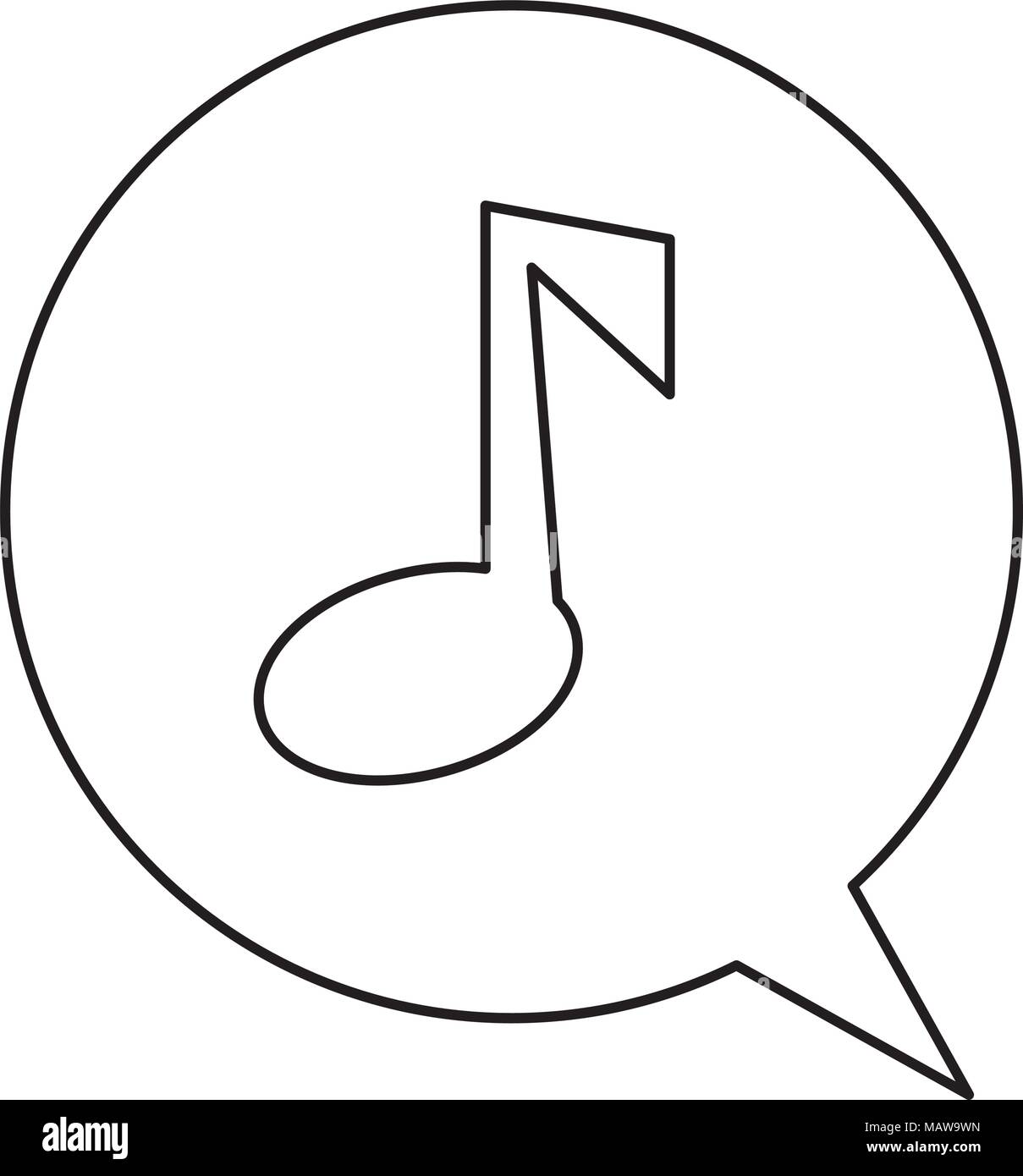 speech bubble with musical note icon over white background, vector ...