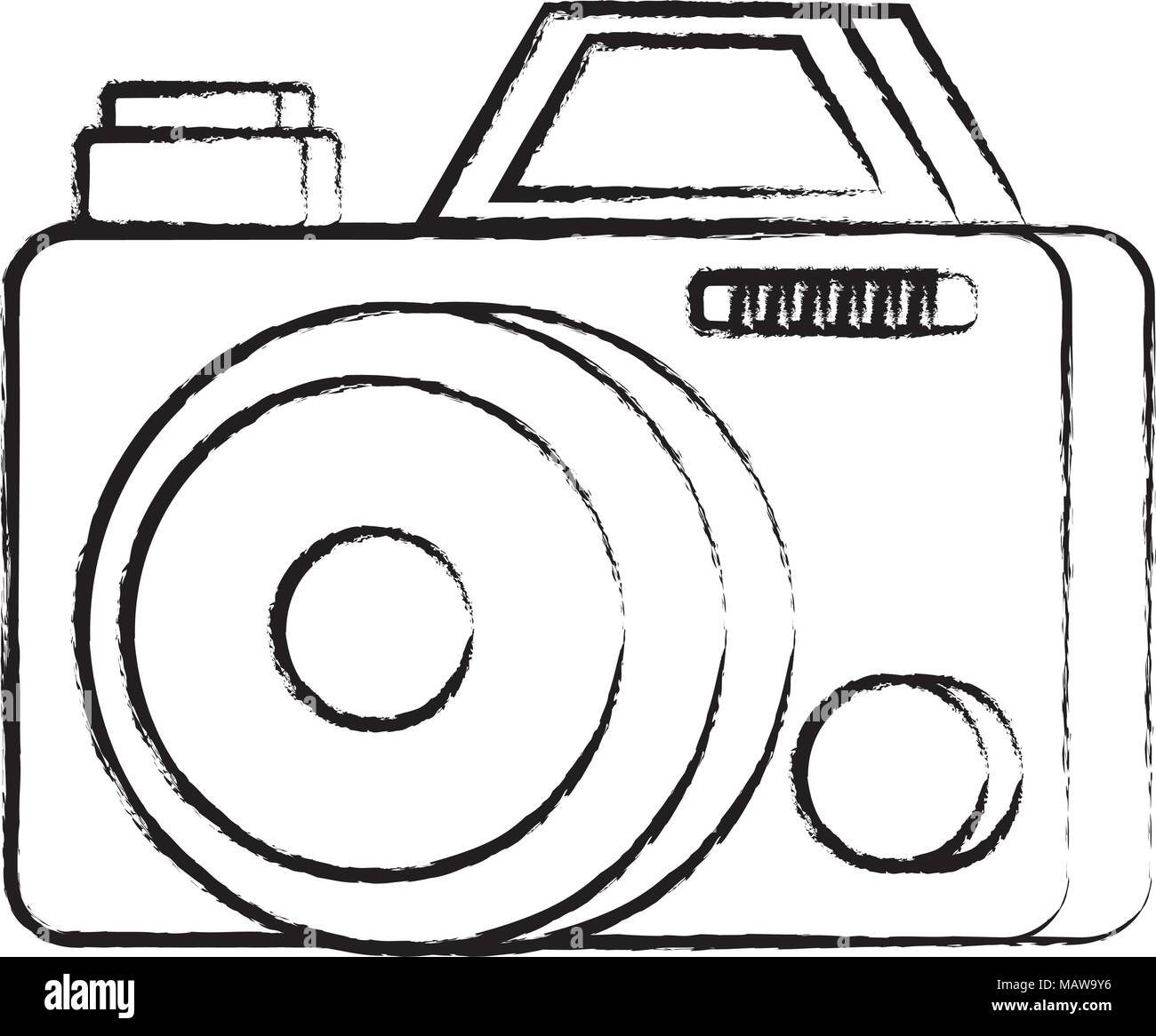 sketch of photographic camera over white background, vector ...