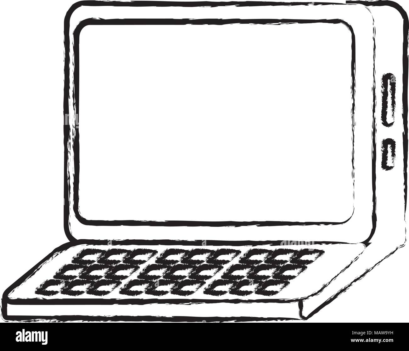 sketch of Laptop computer icon over background, vector illustration ...