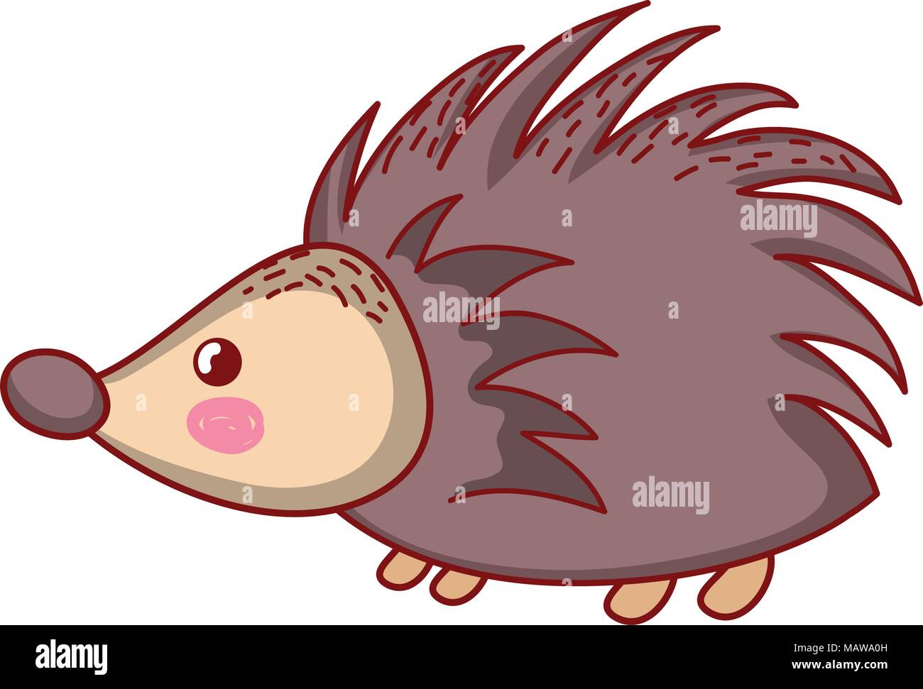 porcupine cute wild animal character vector illustration Stock Vector ...
