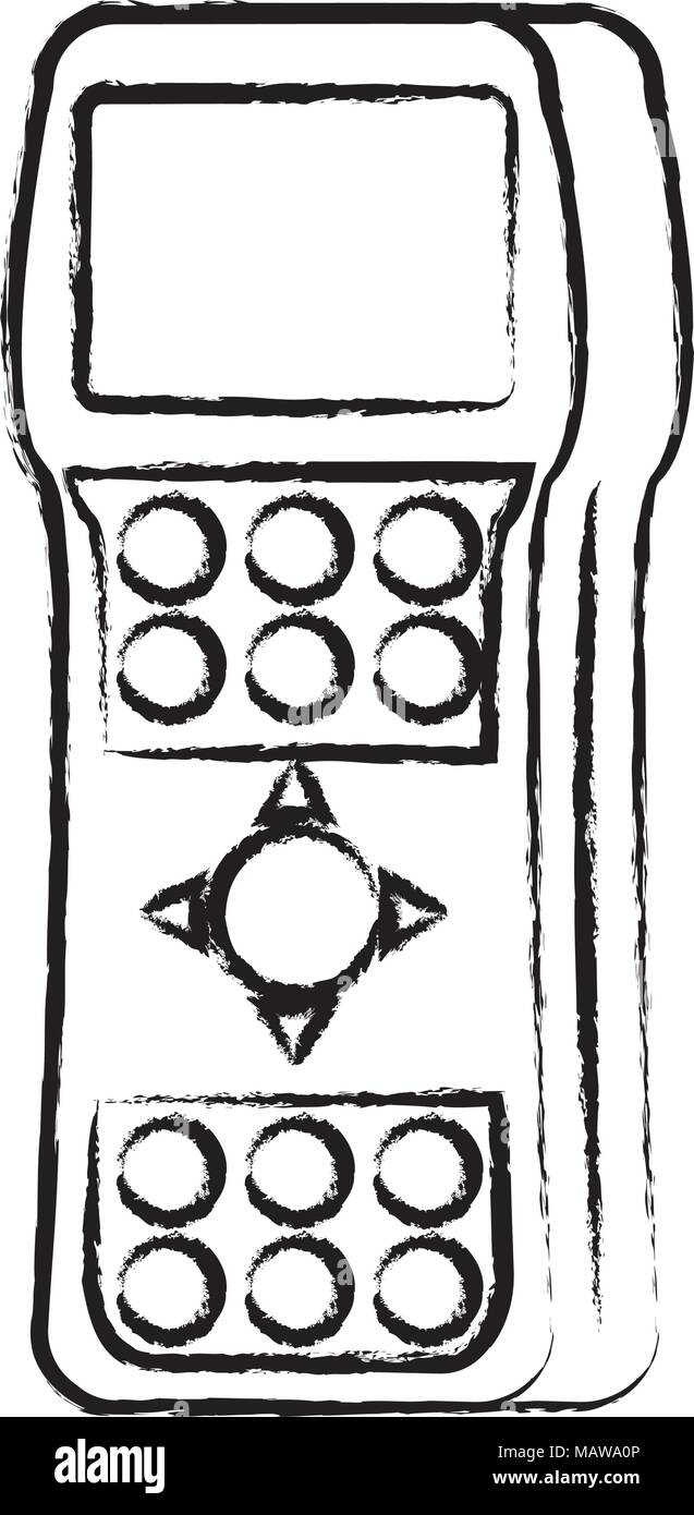 sketch of Tv remote control icon over white background, vector ...