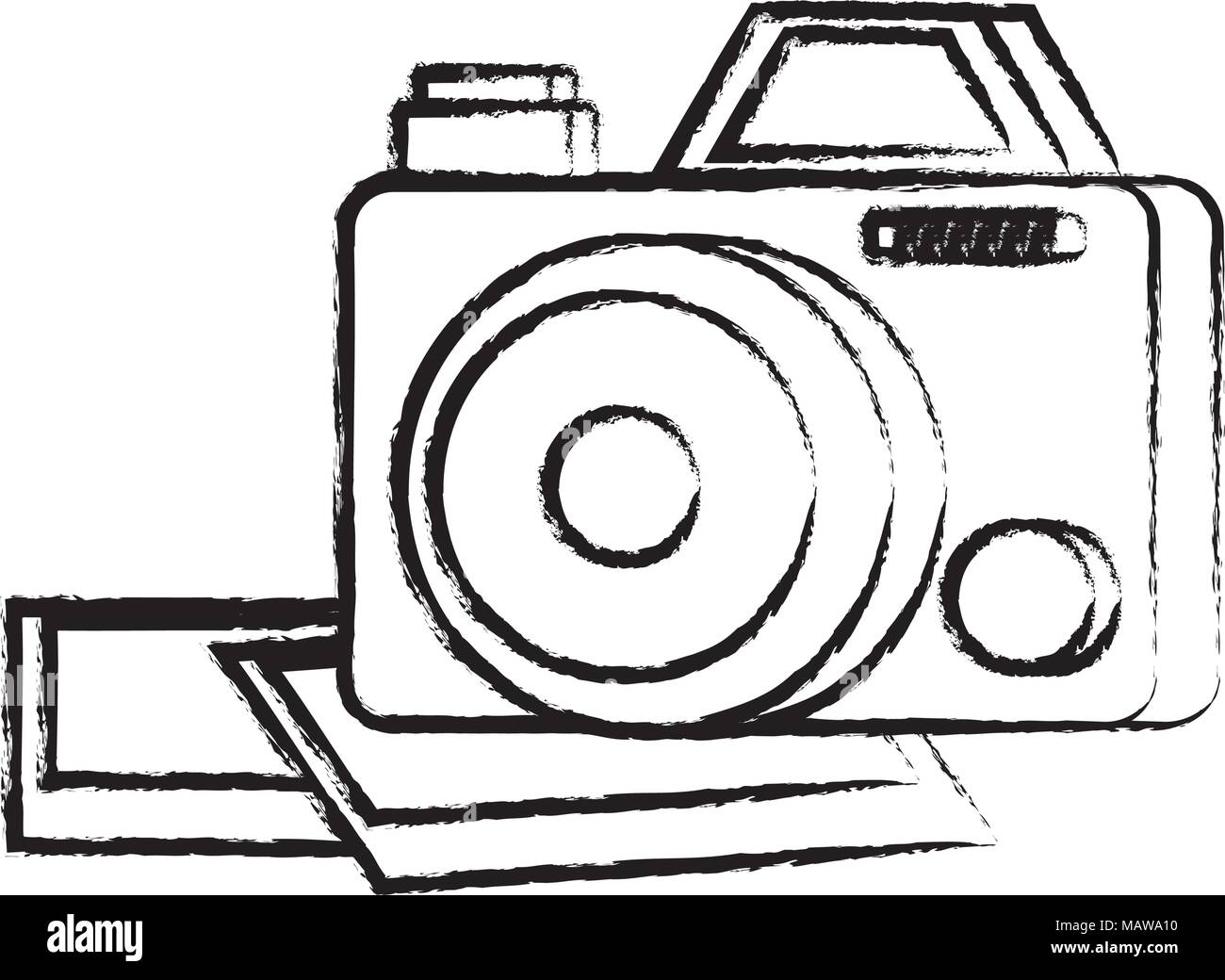 sketch of photographic camera over white background, vector ...