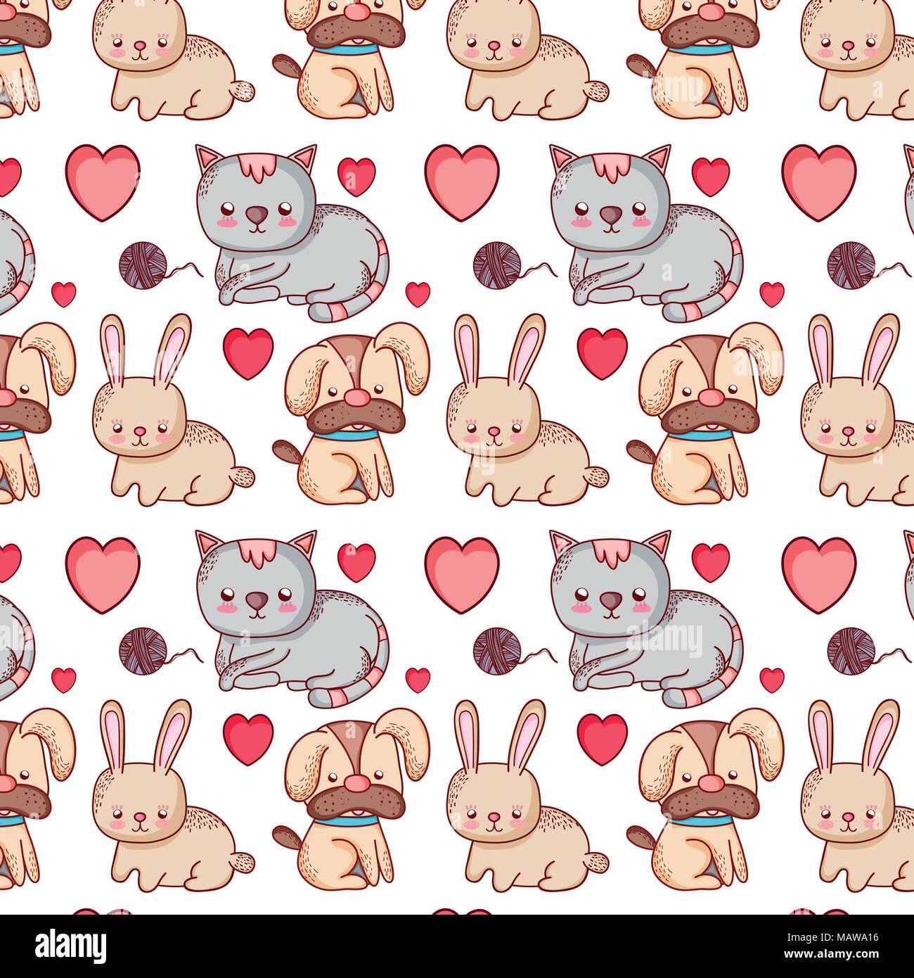 dog and cat with rabbit animals background vector illustration Stock ...