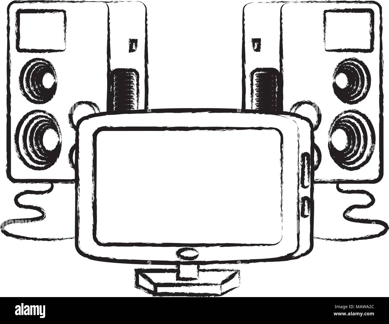 computer with speakers over white background, vector illustration Stock ...