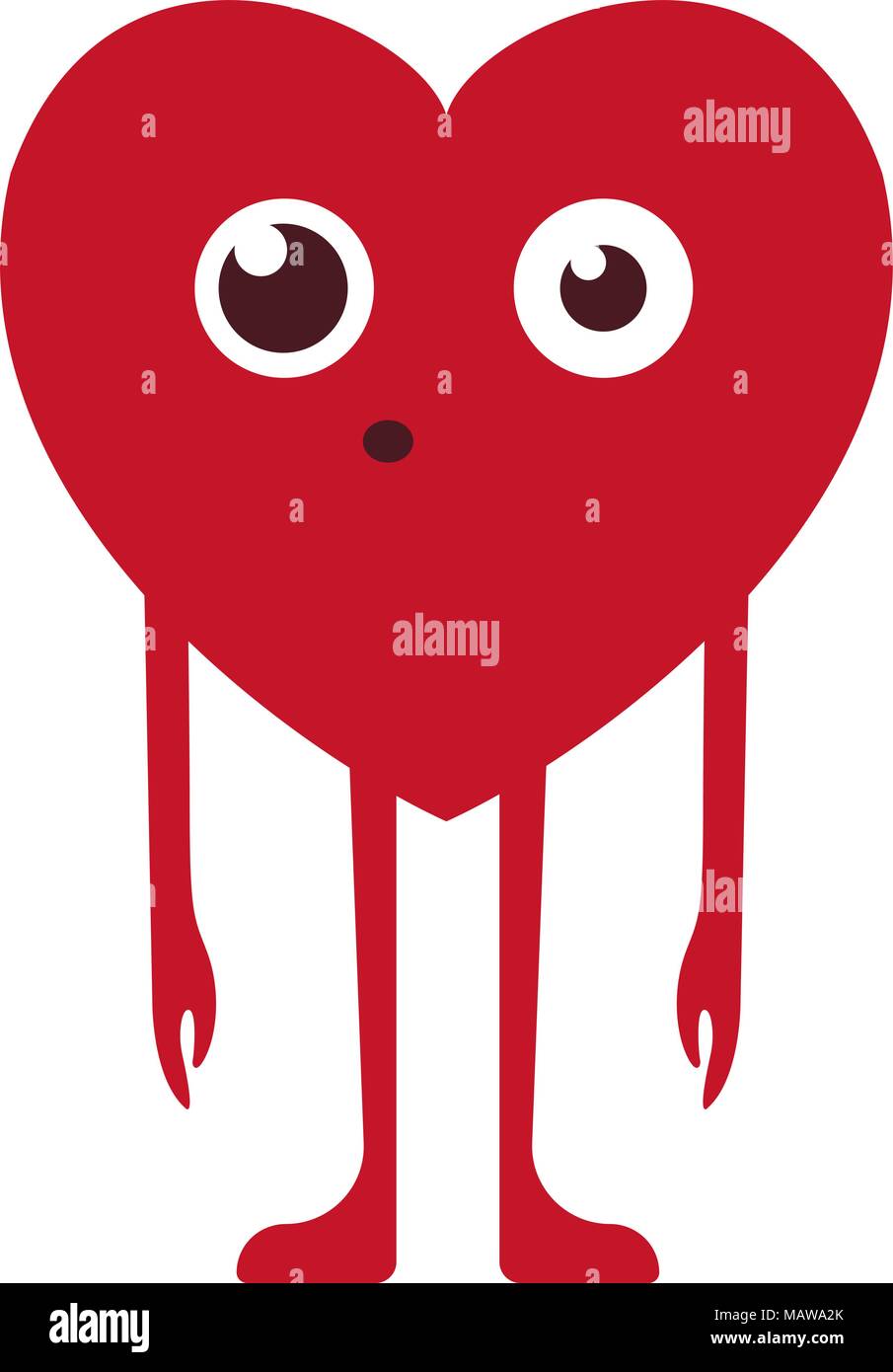 shy, surprised heart symbol vector hand drawn design illustration Stock ...