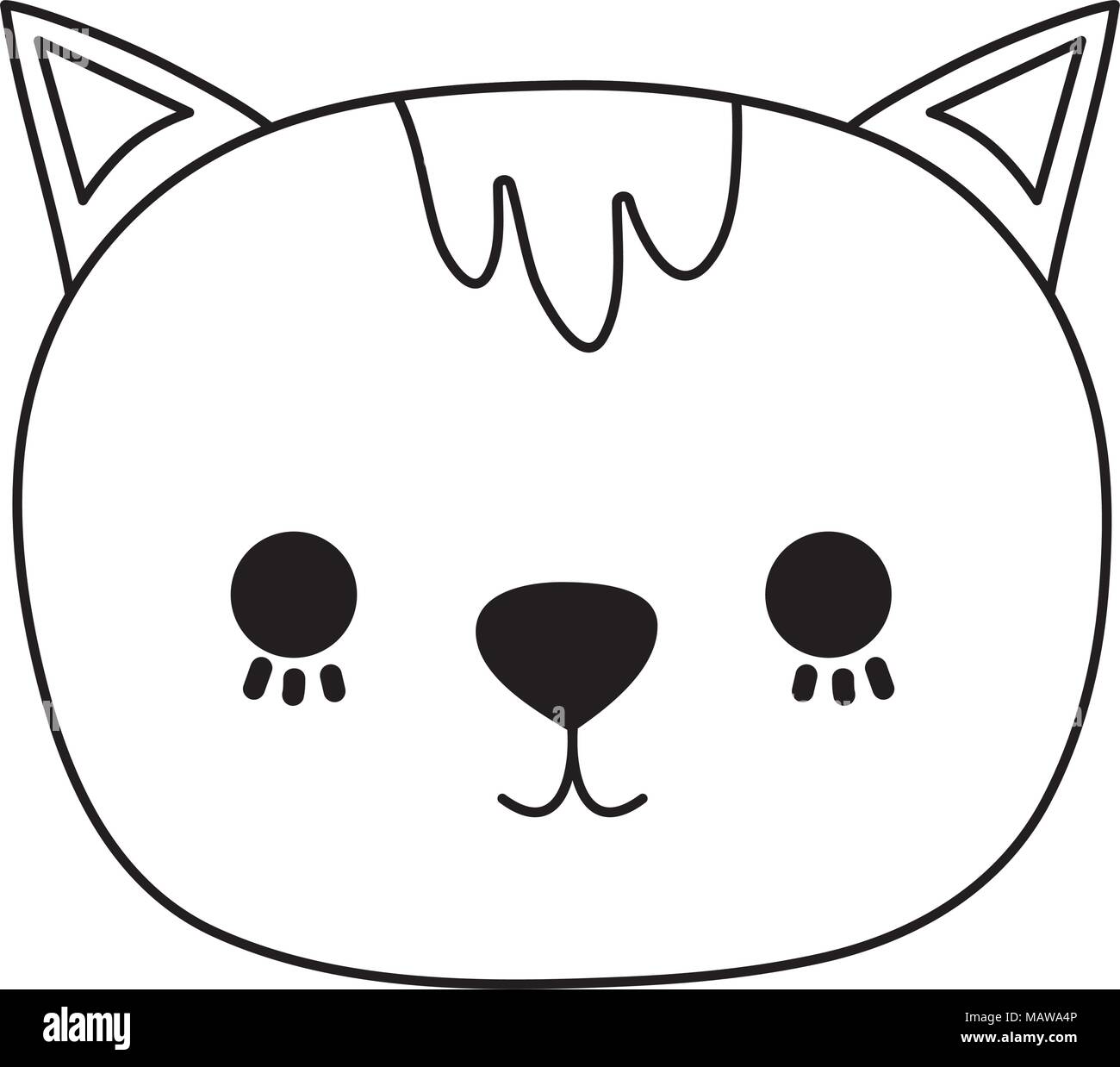 line cat head pet cute animal vector illustration Stock Vector Image ...