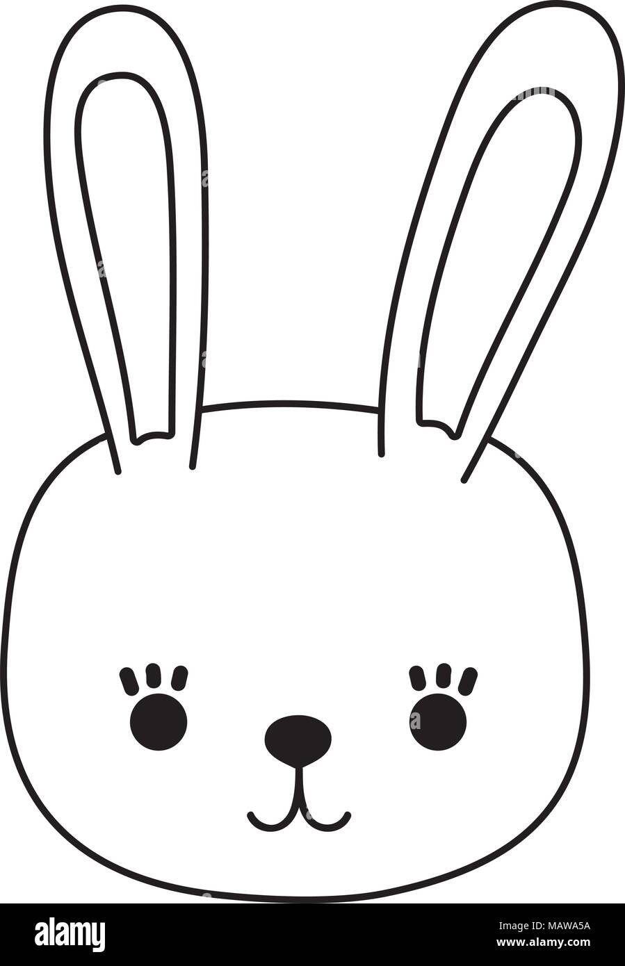 line rabbit head cute wild animal vector illustration Stock Vector ...