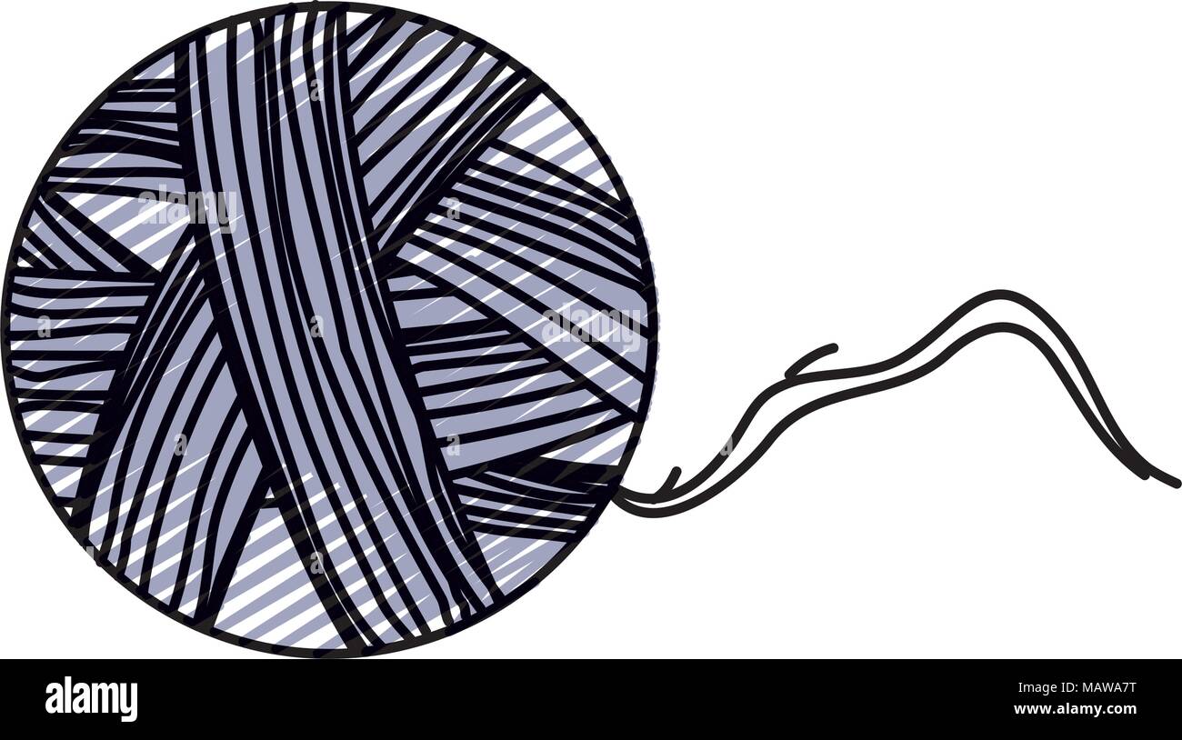 doodle wool ball traditional textile object vector illustration Stock ...