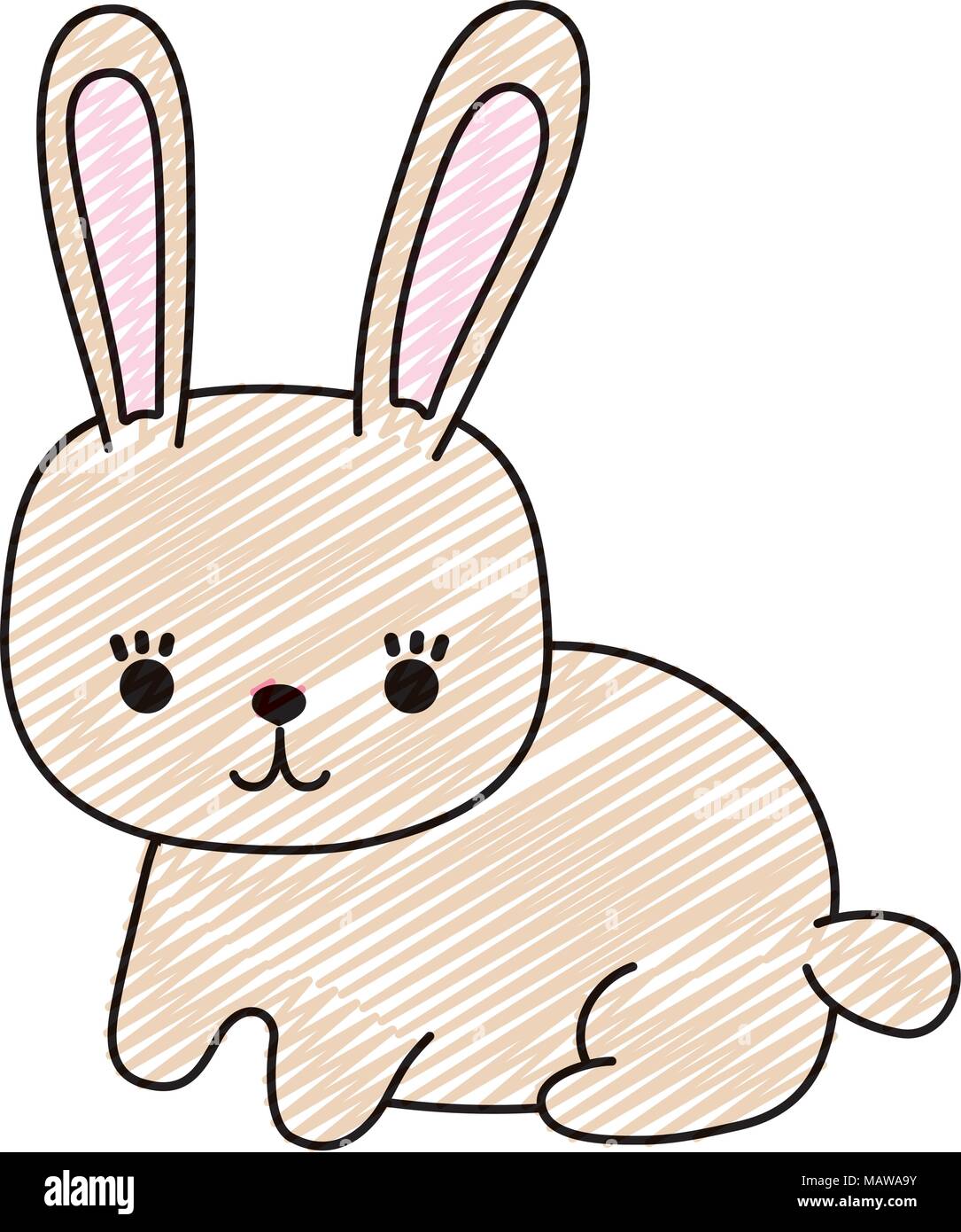 doodle rabbit sitting cute wild animal vector illustration Stock Vector ...