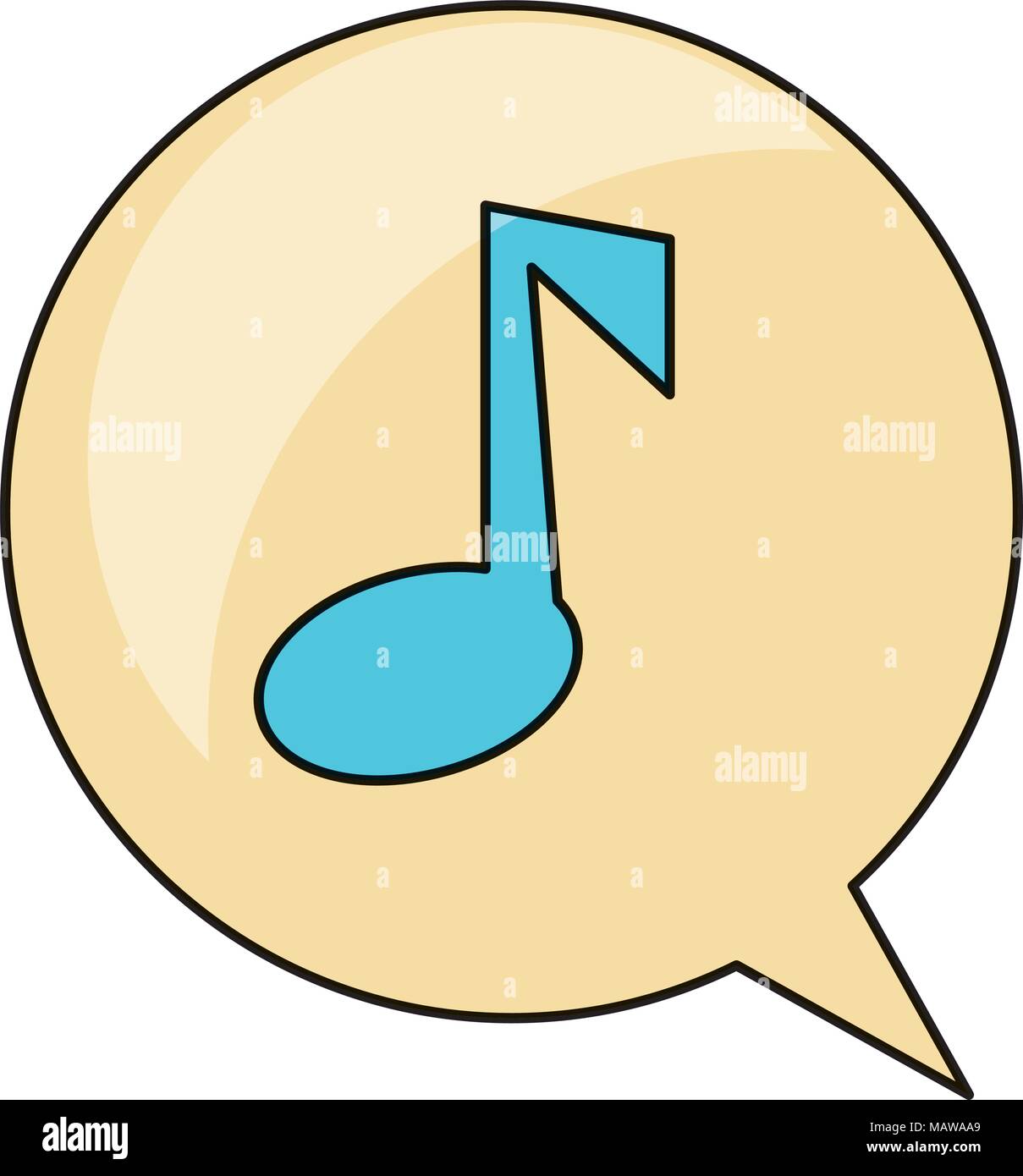 speech bubble with musical note icon over white background, colorful ...