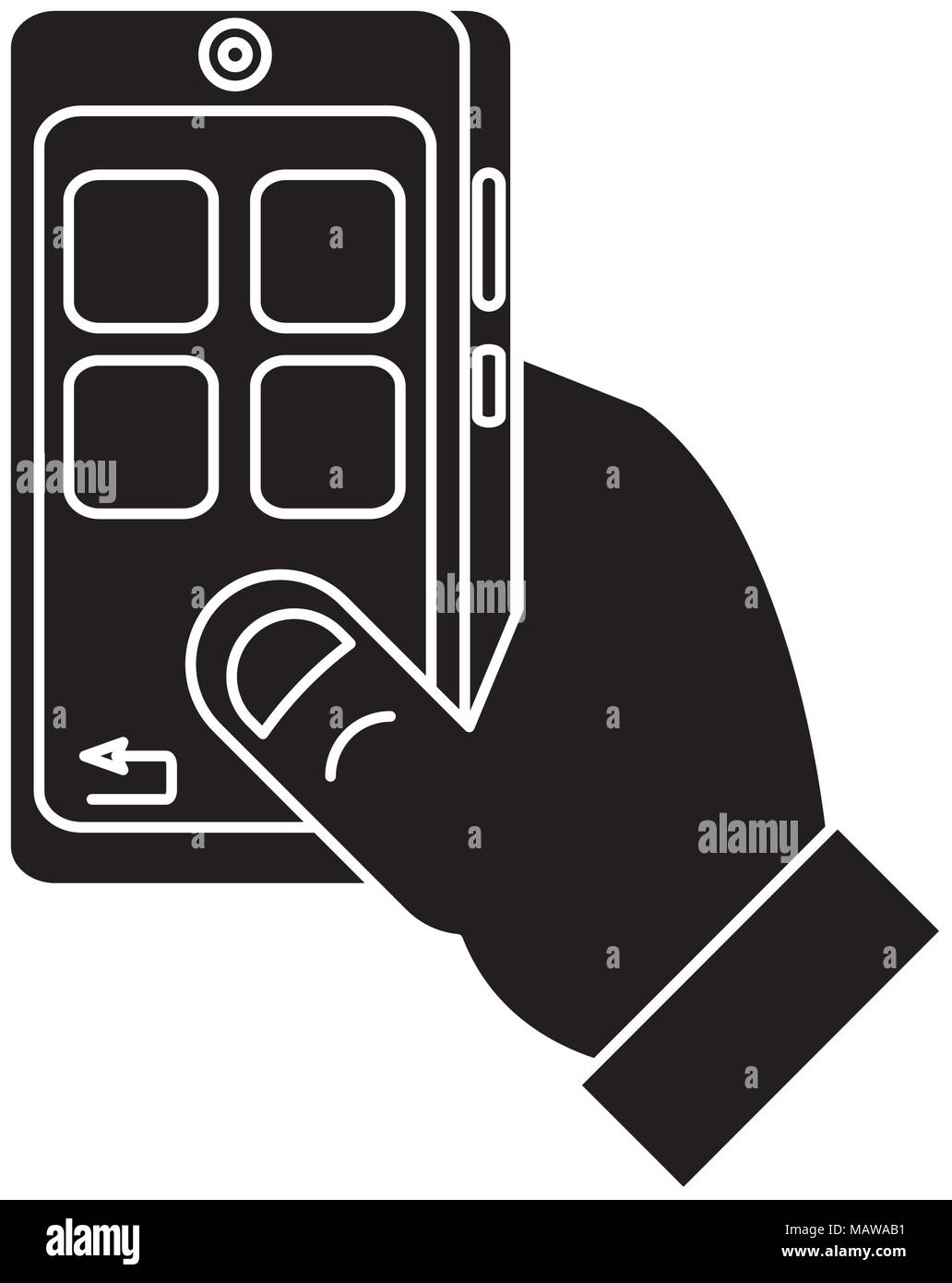 hand with smartphone device icon over white background, vector ...