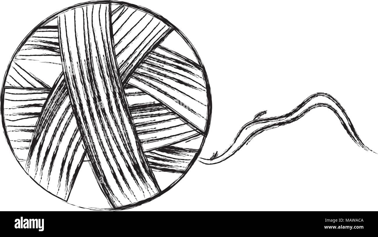grunge wool ball traditional textile object vector illustration Stock ...