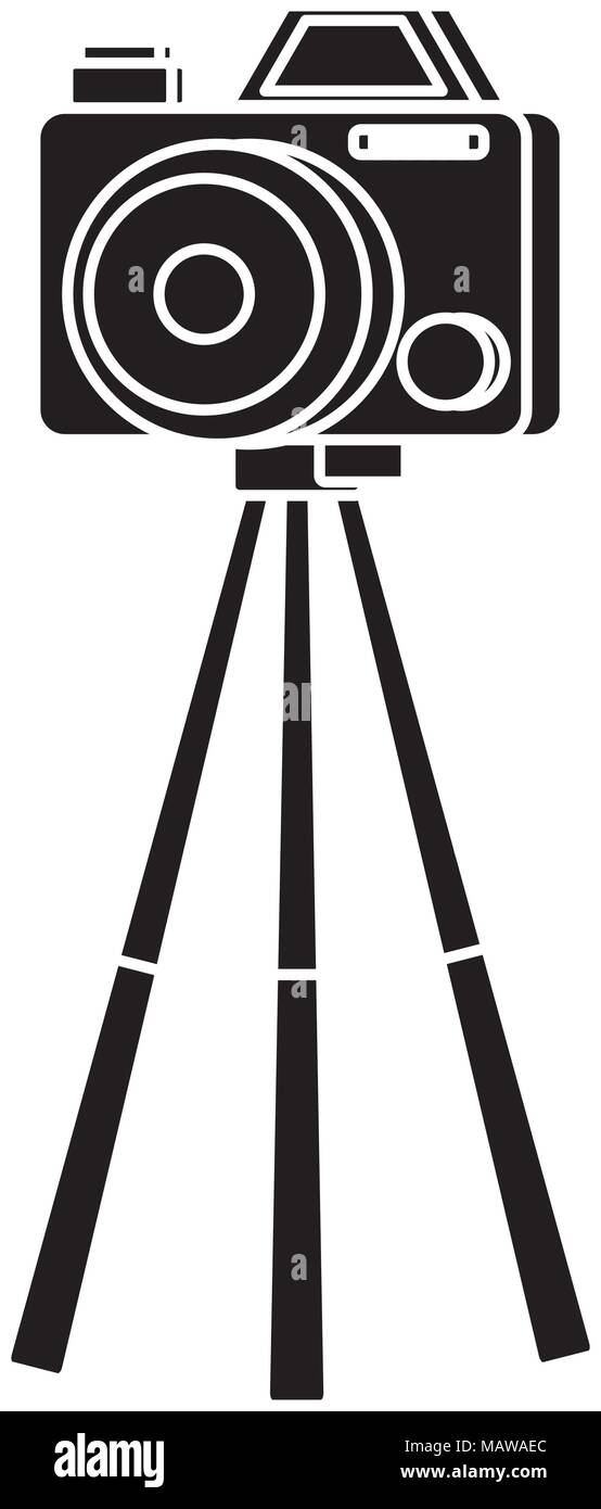 tripod with photographic camera over white background, vector ...