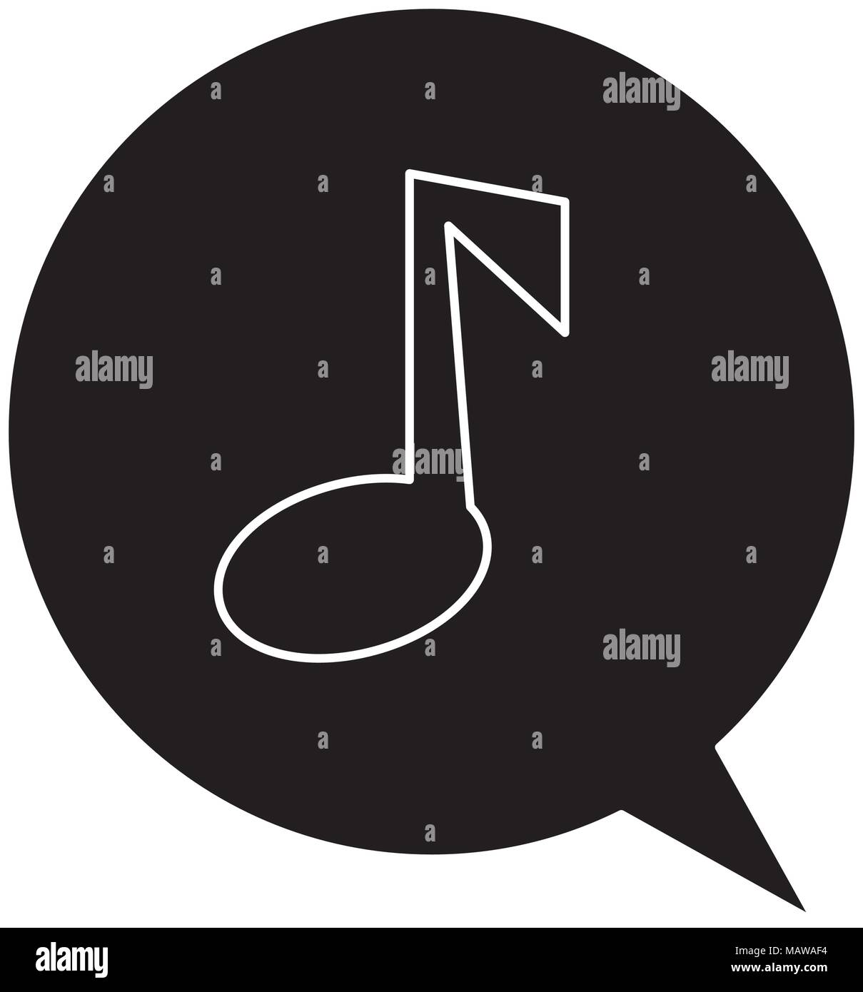 speech bubble with musical note icon over white background, vector ...