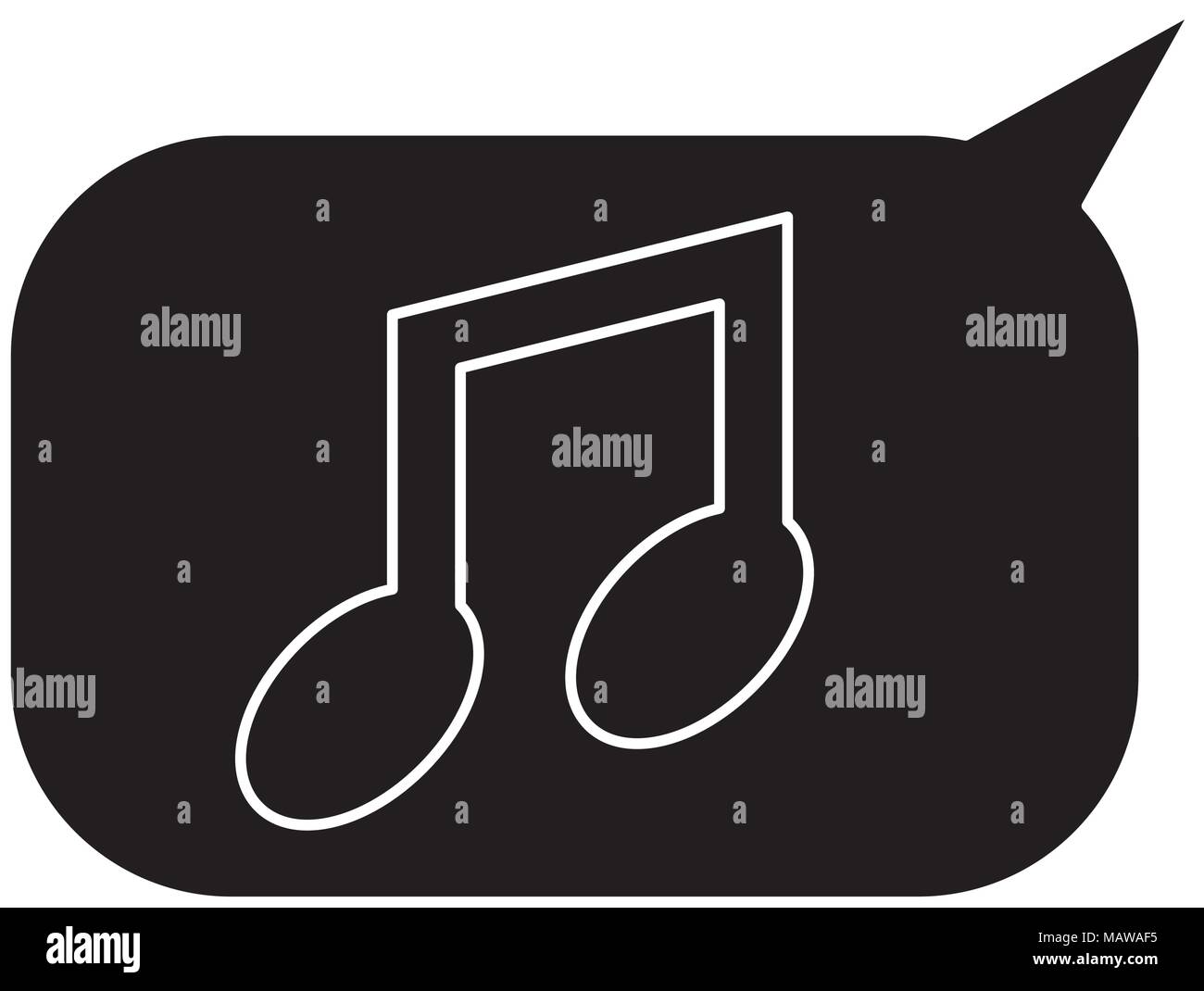 speech bubble with musical note icon over white background, vector ...