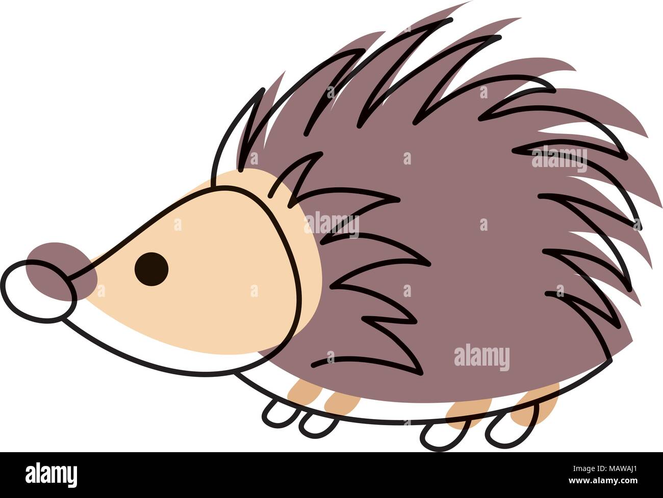 moved color porcupine cute wild animal character vector illustration ...