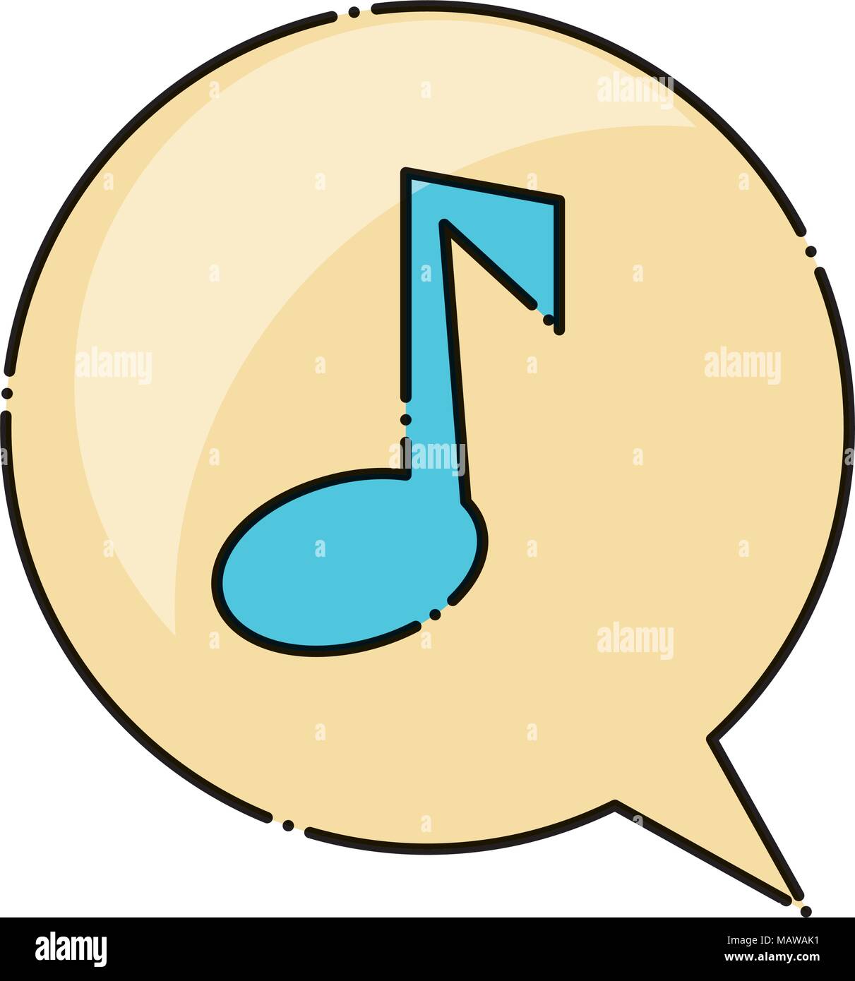 speech bubble with musical note icon over white background, colorful ...