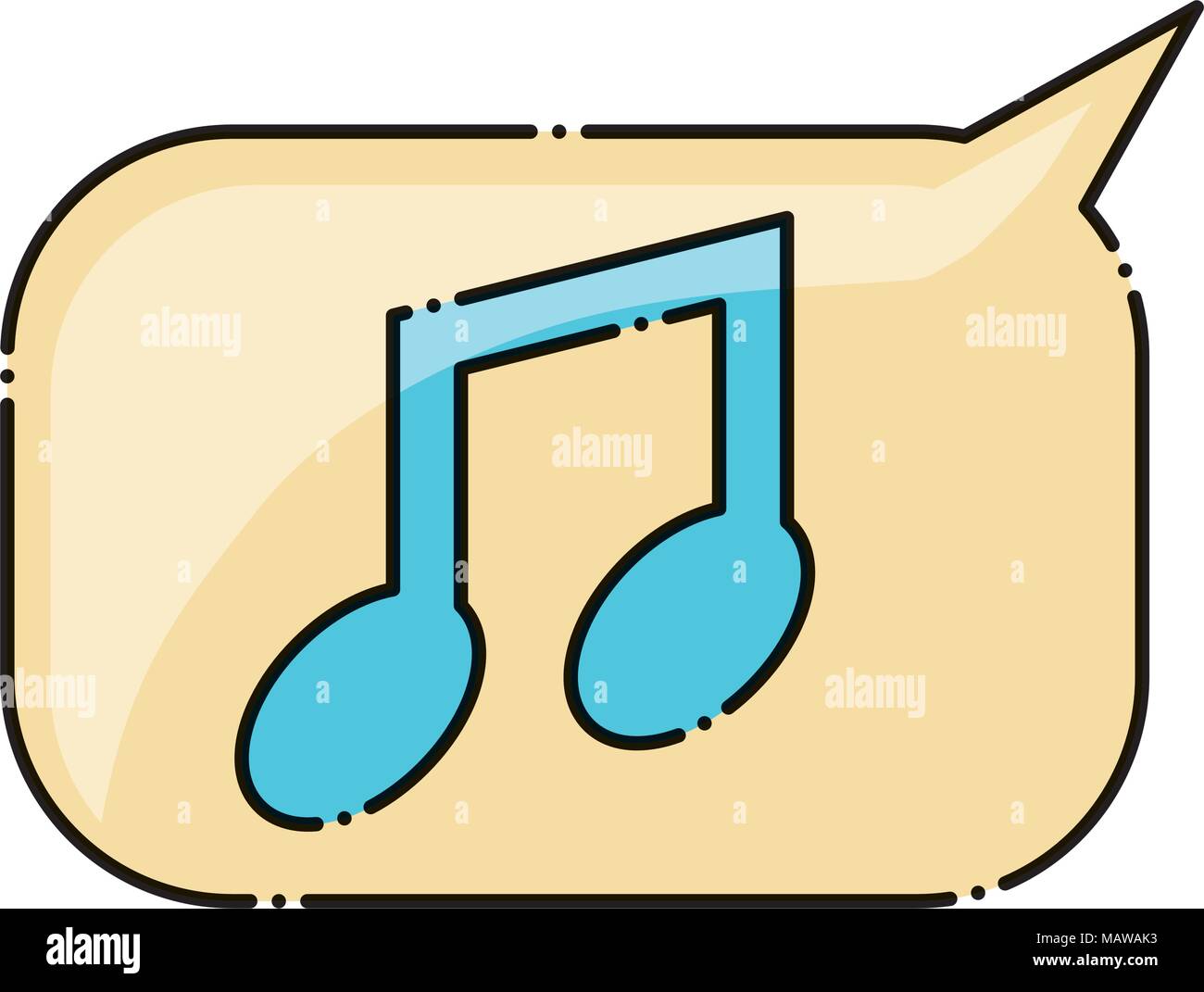 speech bubble with musical note icon over white background, colorful ...