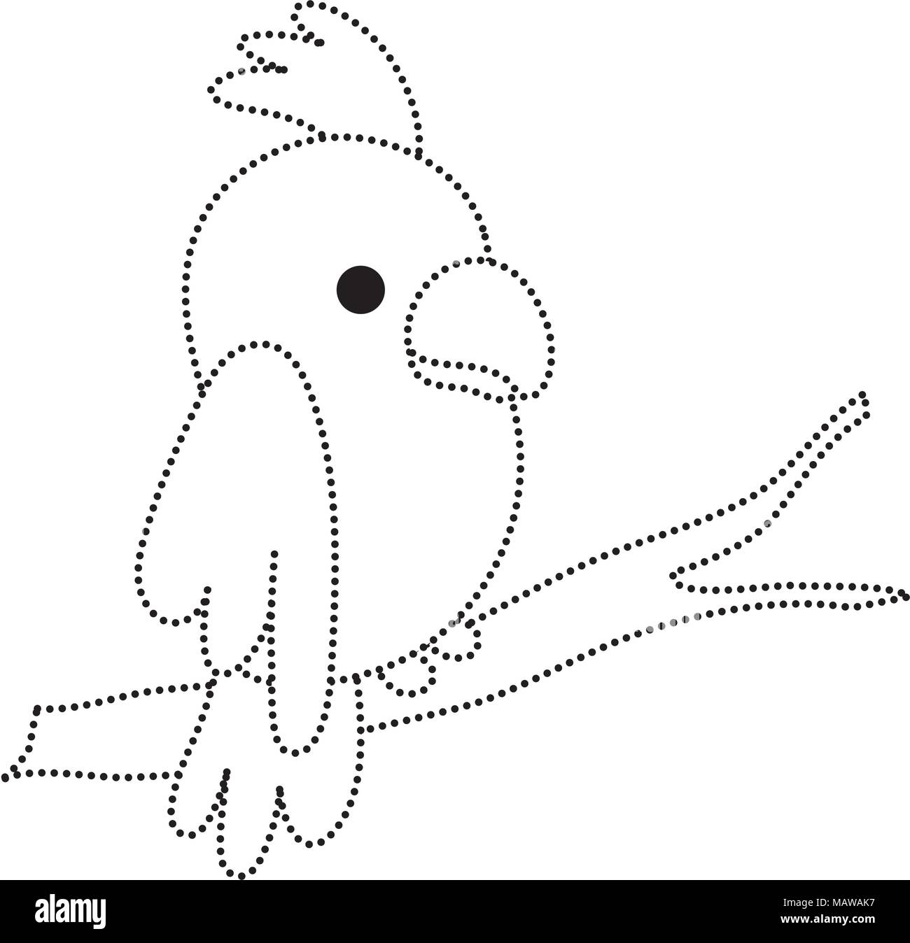 dotted shape beauty parrot bird animal in the branch vector ...