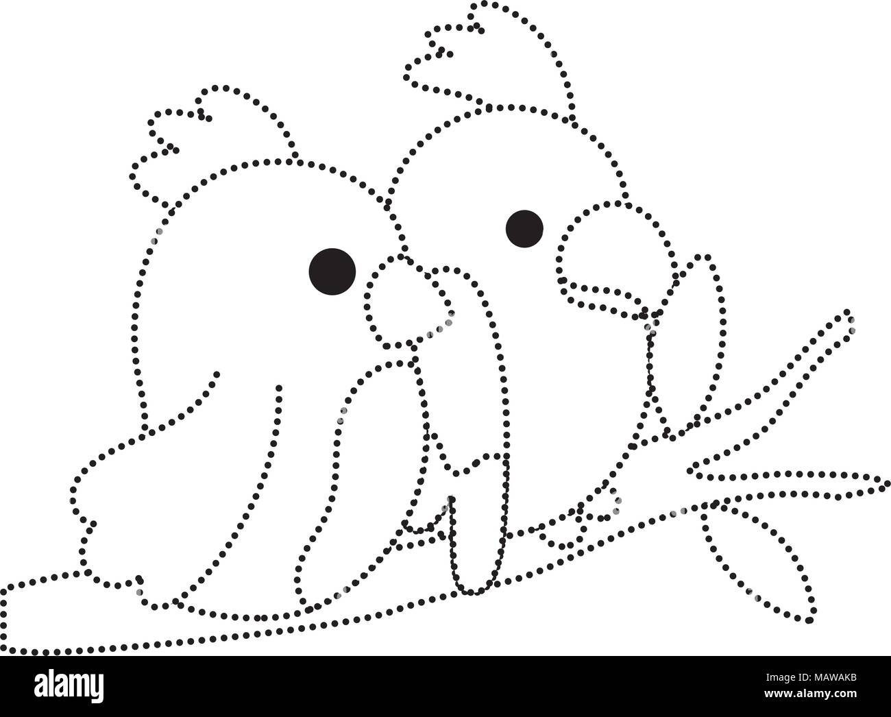 dotted shape beauty parrot couple animals in the branch vector ...