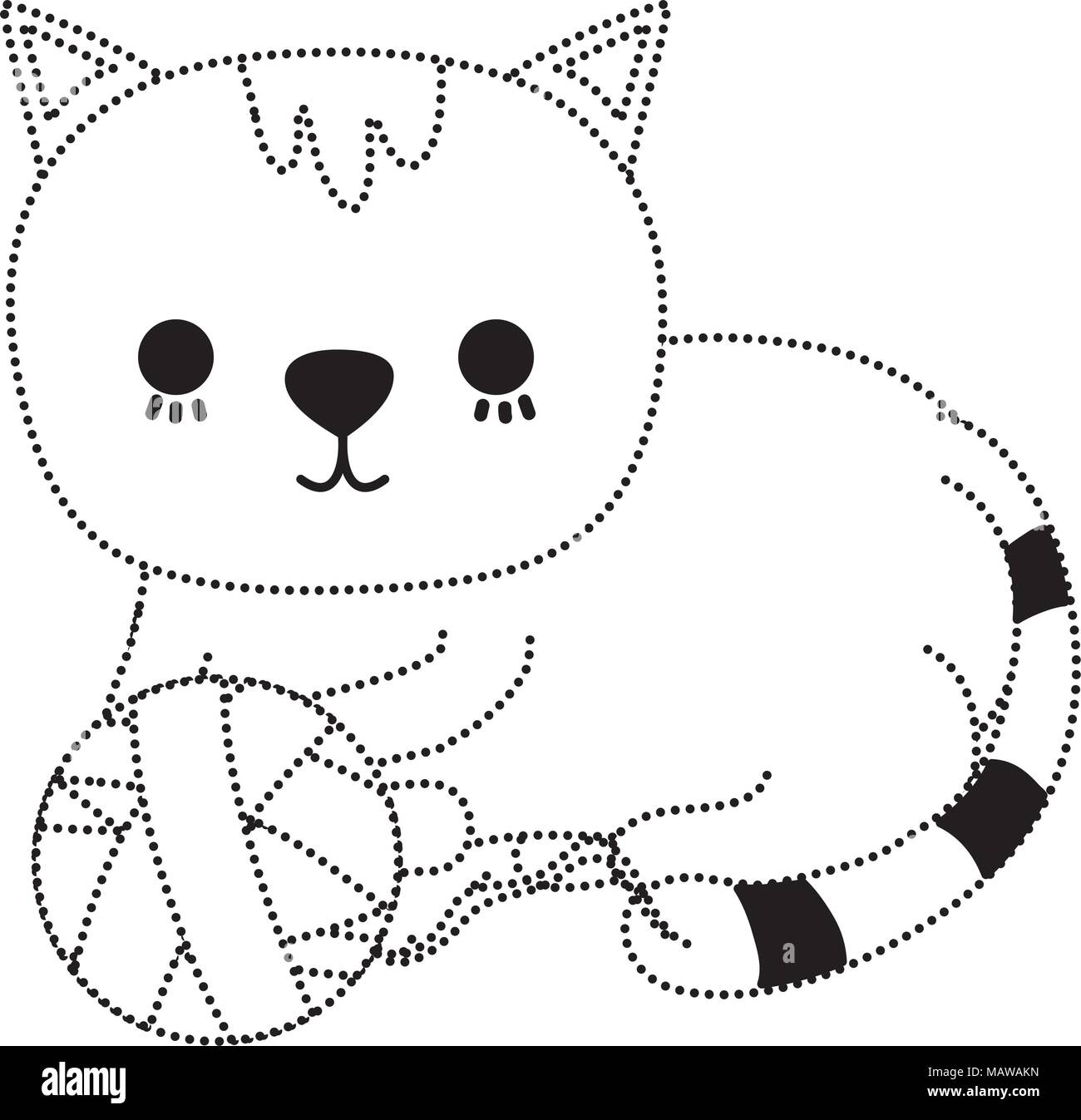 dotted shape cat pet cute animal with wool ball vector illustration ...