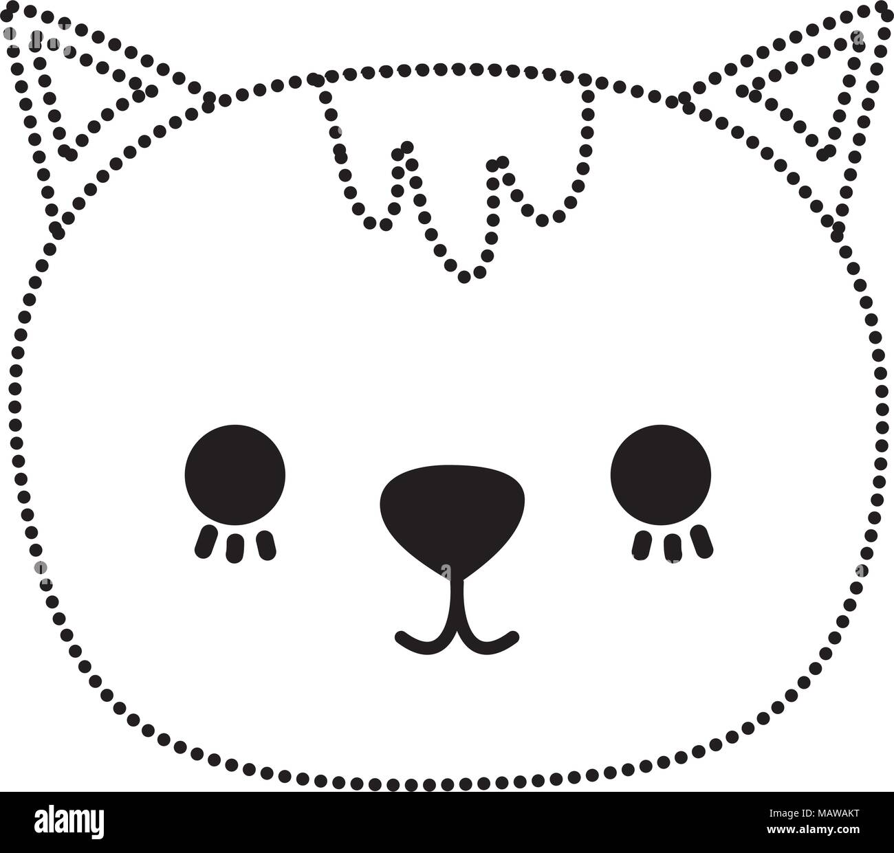 dotted shape cat head pet cute animal vector illustration Stock Vector ...