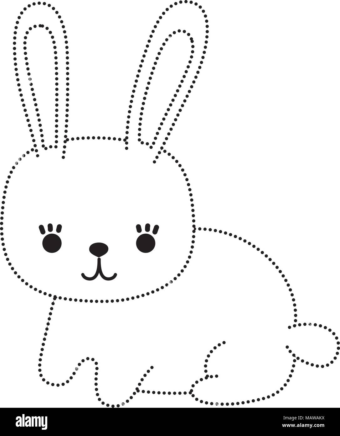 dotted shape rabbit sitting cute wild animal vector illustration Stock ...