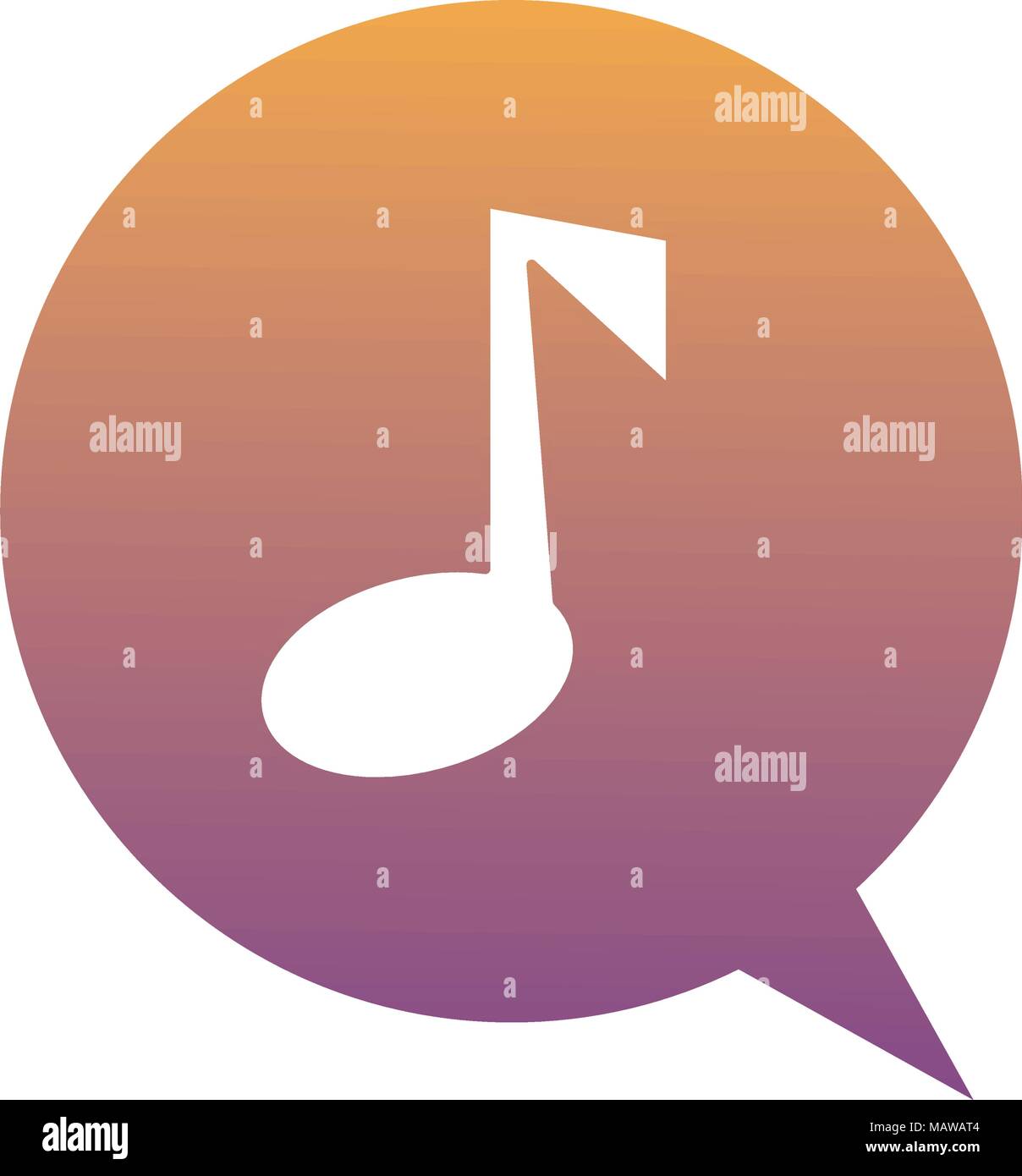 speech bubble with musical note icon over white background, colorful ...