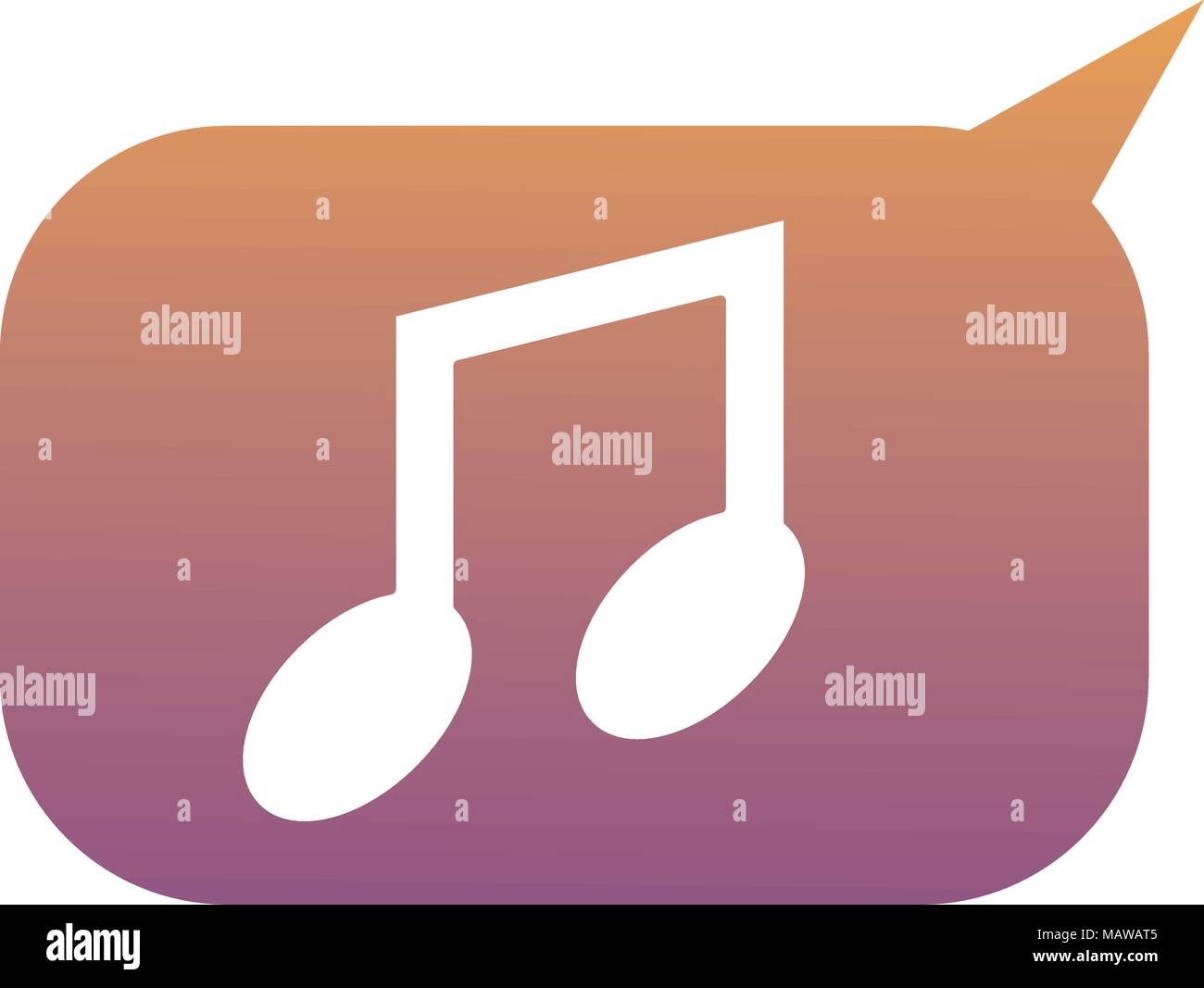 speech bubble with musical note icon over white background, colorful ...