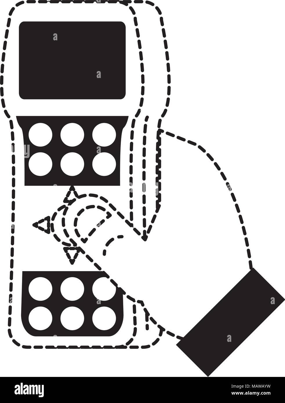 hand with tv remote control icon over white background, vector ...