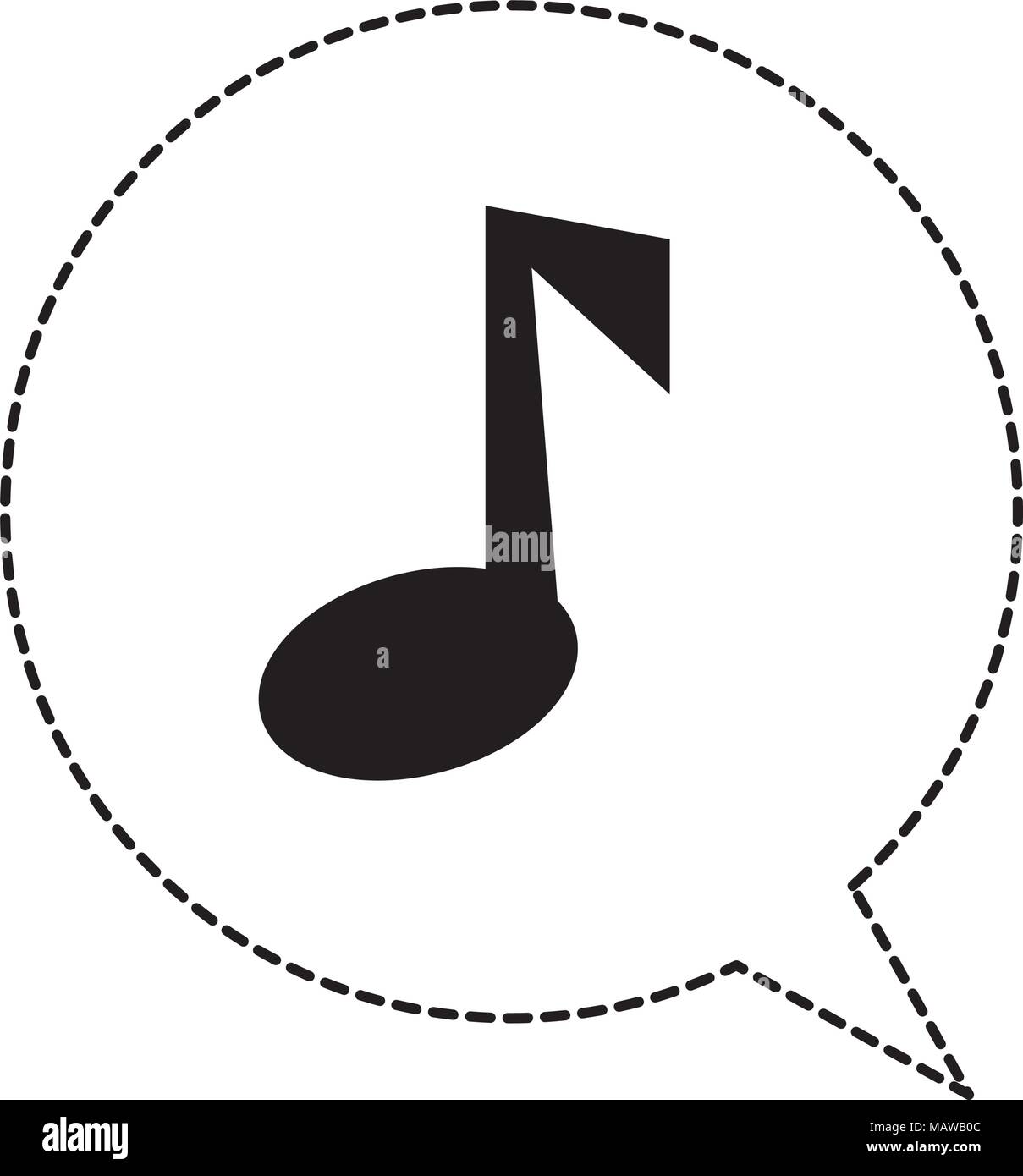 speech bubble with musical note icon over white background, vector ...