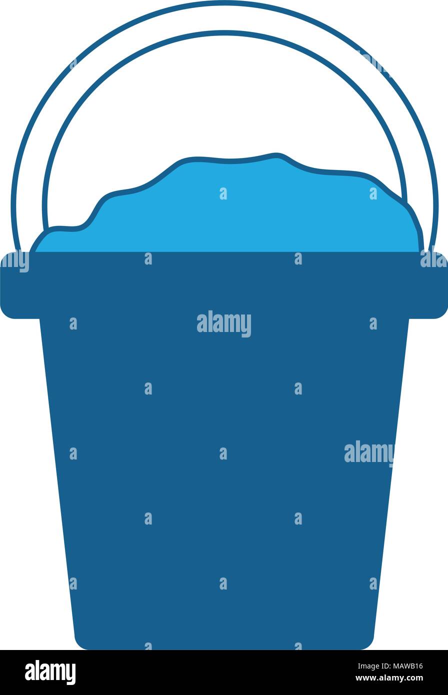 bucket with sand icon over white background, blue shading design ...