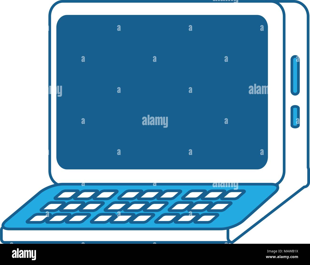 Laptop computer icon over background, blue shading design. vector ...