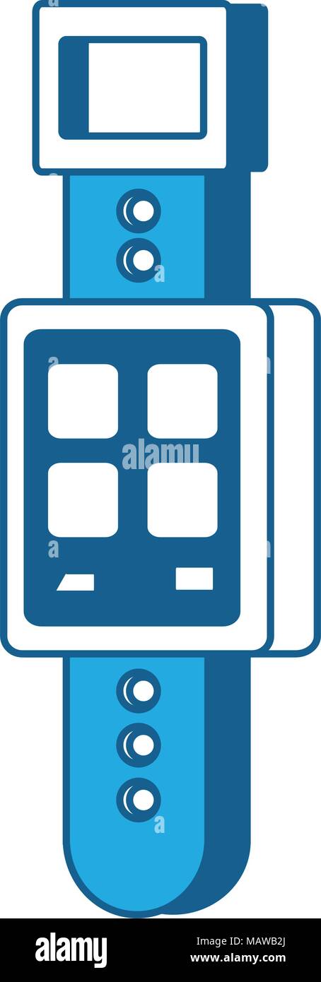 smartwatch icon over white background, blue shading design. vector ...