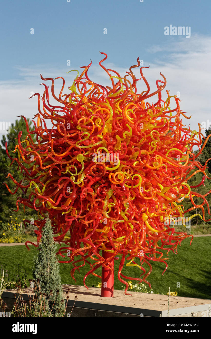 Fiery Red and Yellow Medusa Tree Glass Sculpture Stock Photo - Alamy