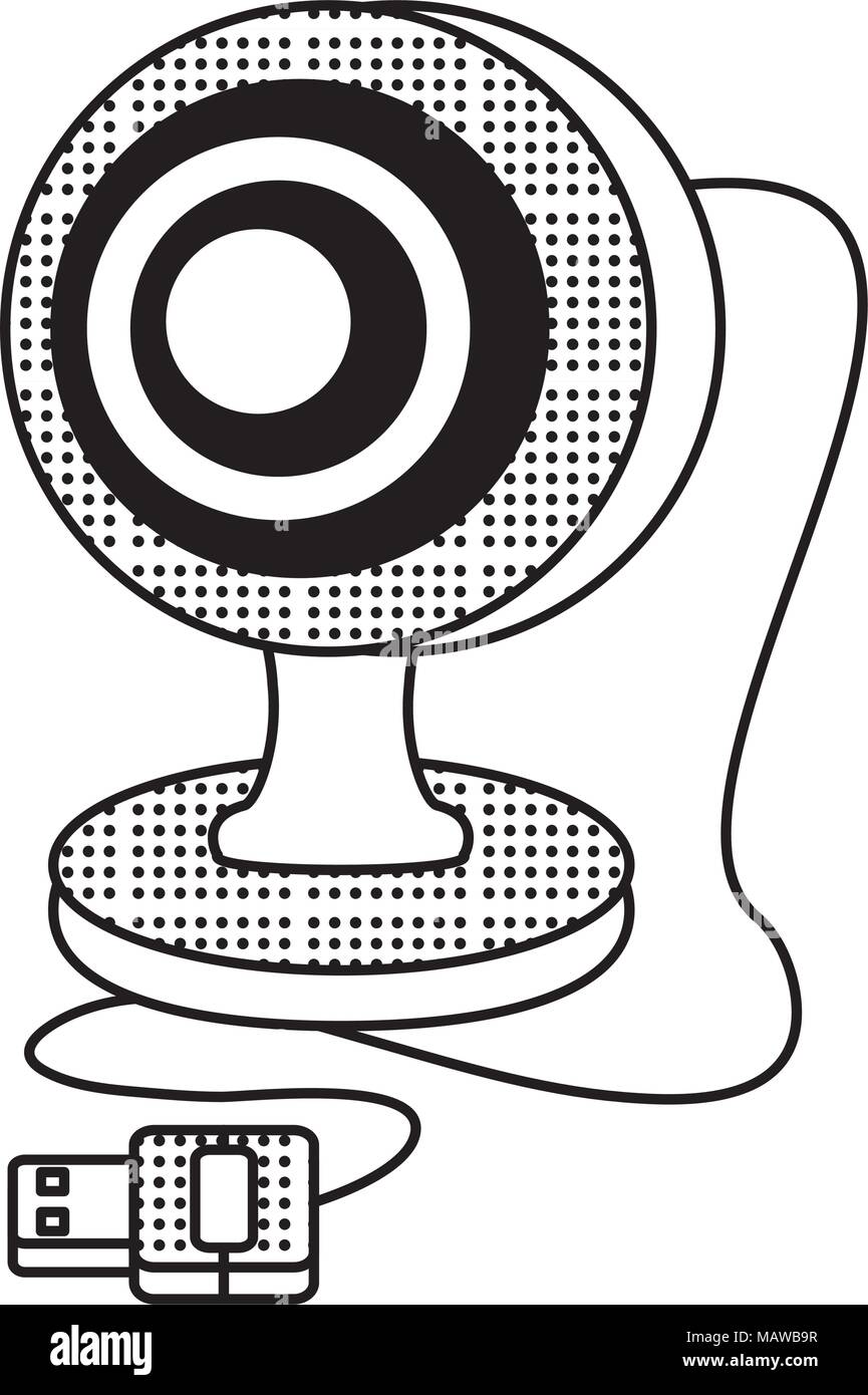 sketch of web cam device icon over white background, vector ...