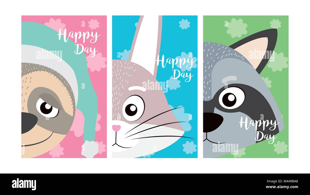 Set of cute animals card Stock Vector Image & Art - Alamy