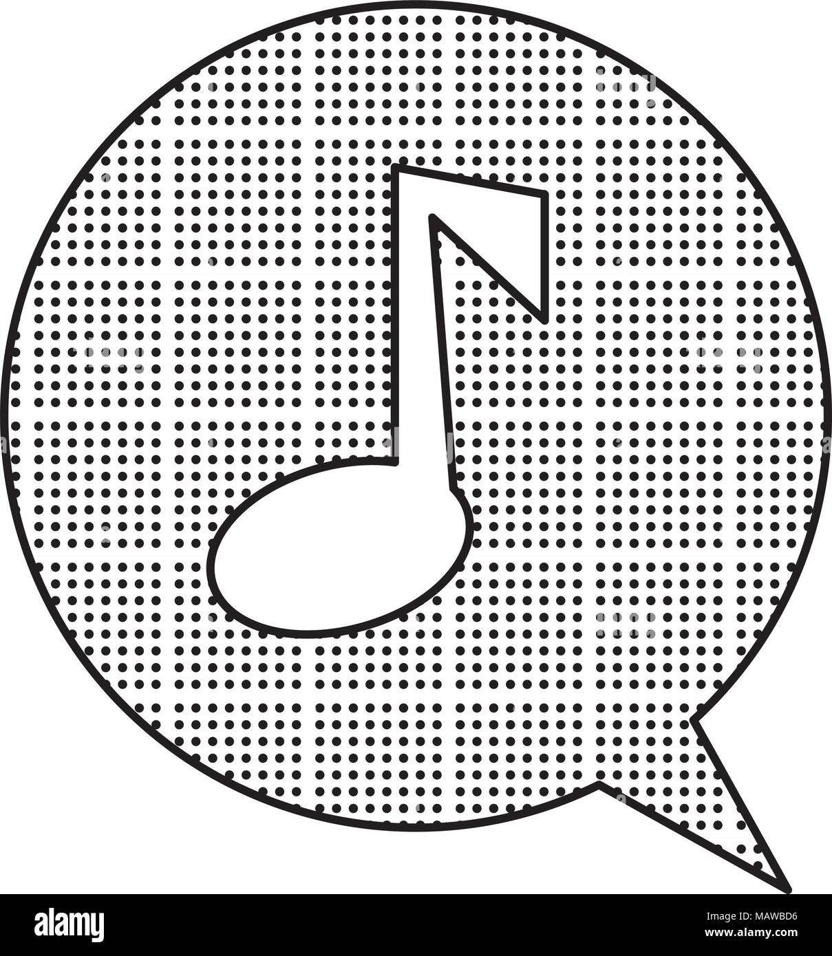sketch of speech bubble with musical note icon over white background ...