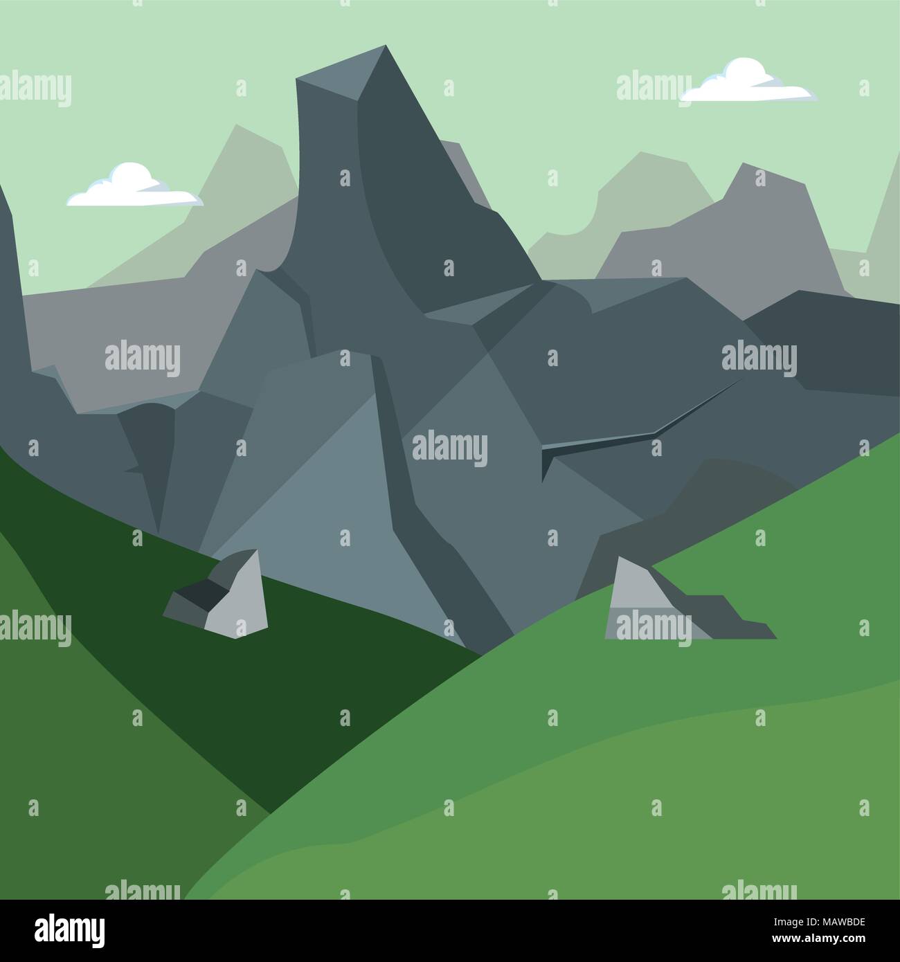 Abstract landscape of rocky mountains, colorful design. vector ...