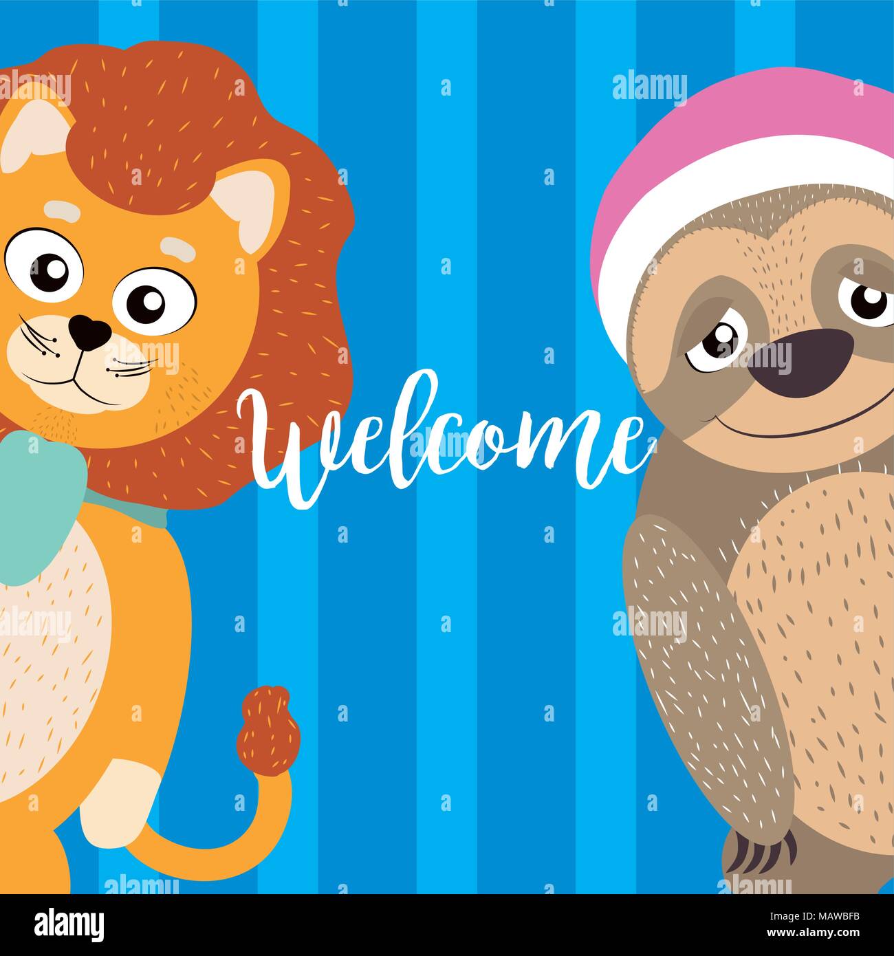 Welcome card with cute animals Stock Vector Image & Art - Alamy