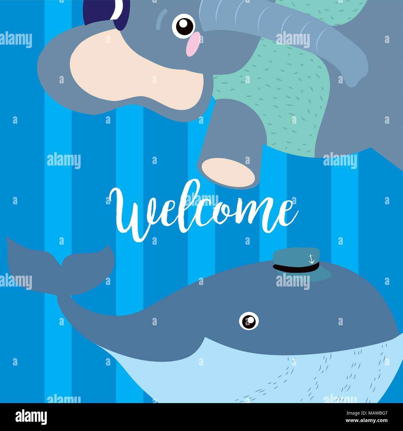 Welcome card with cute animals Stock Vector Image & Art - Alamy