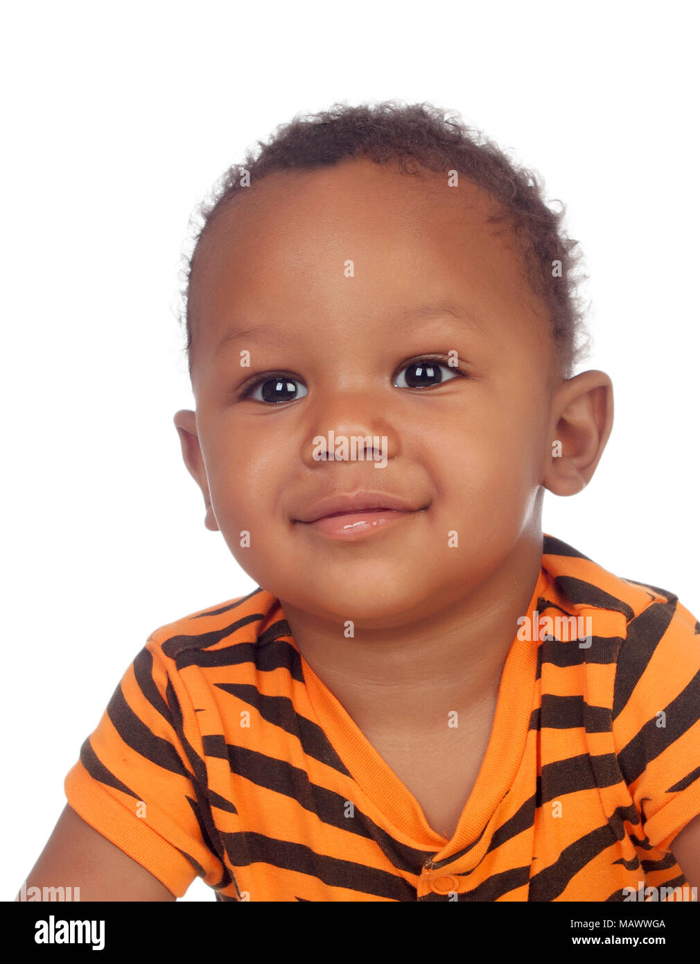 Adorable african baby smiling isolated on a white background Stock ...