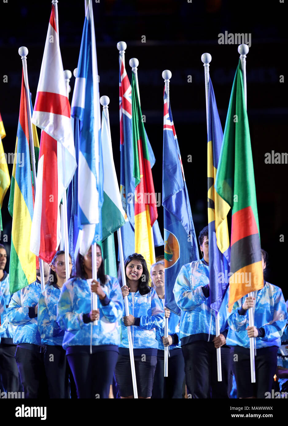 Flags of competing nations during the Opening Ceremony for the 2018 ...