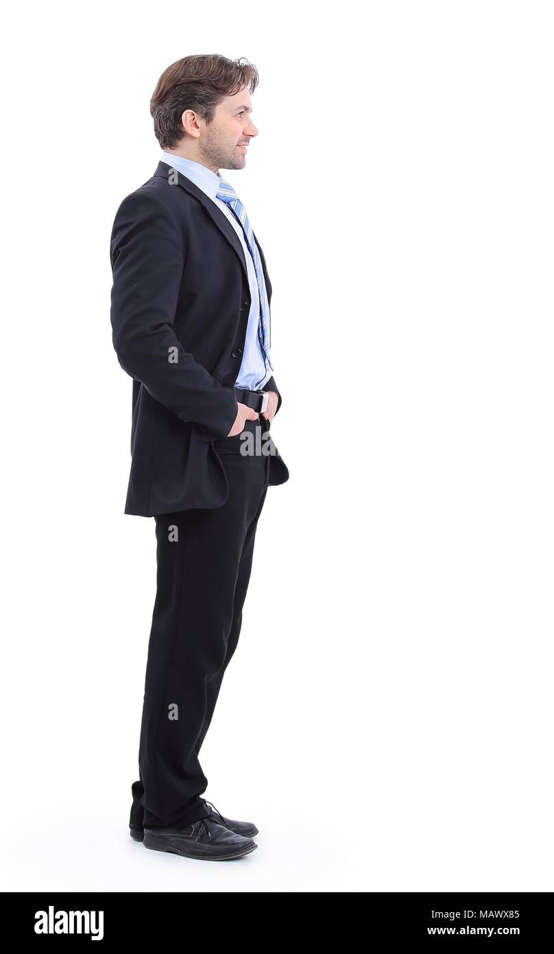in full growth. side view.portrait of a serious business person Stock ...