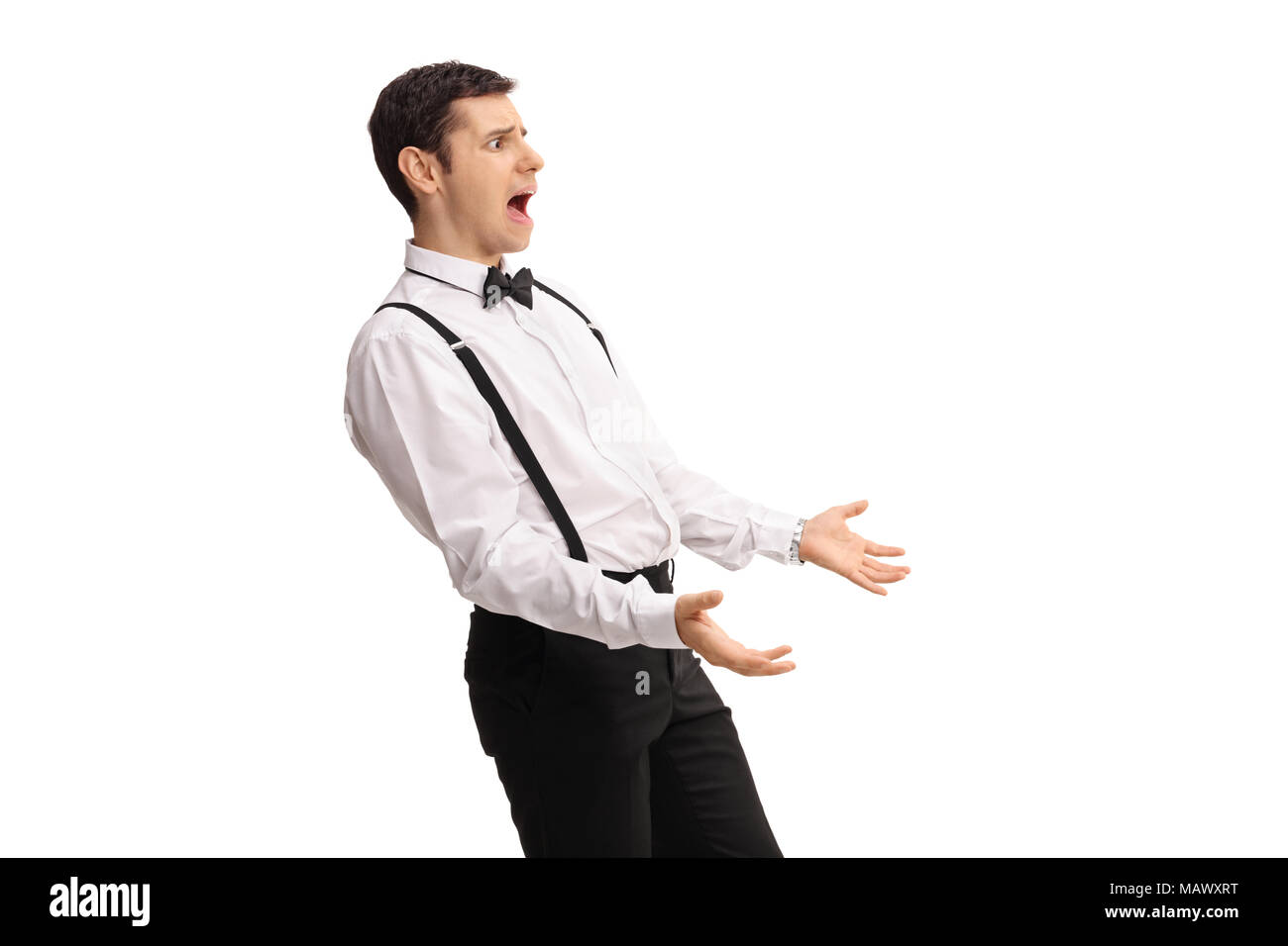 Terrified groom isolated on white background Stock Photo - Alamy