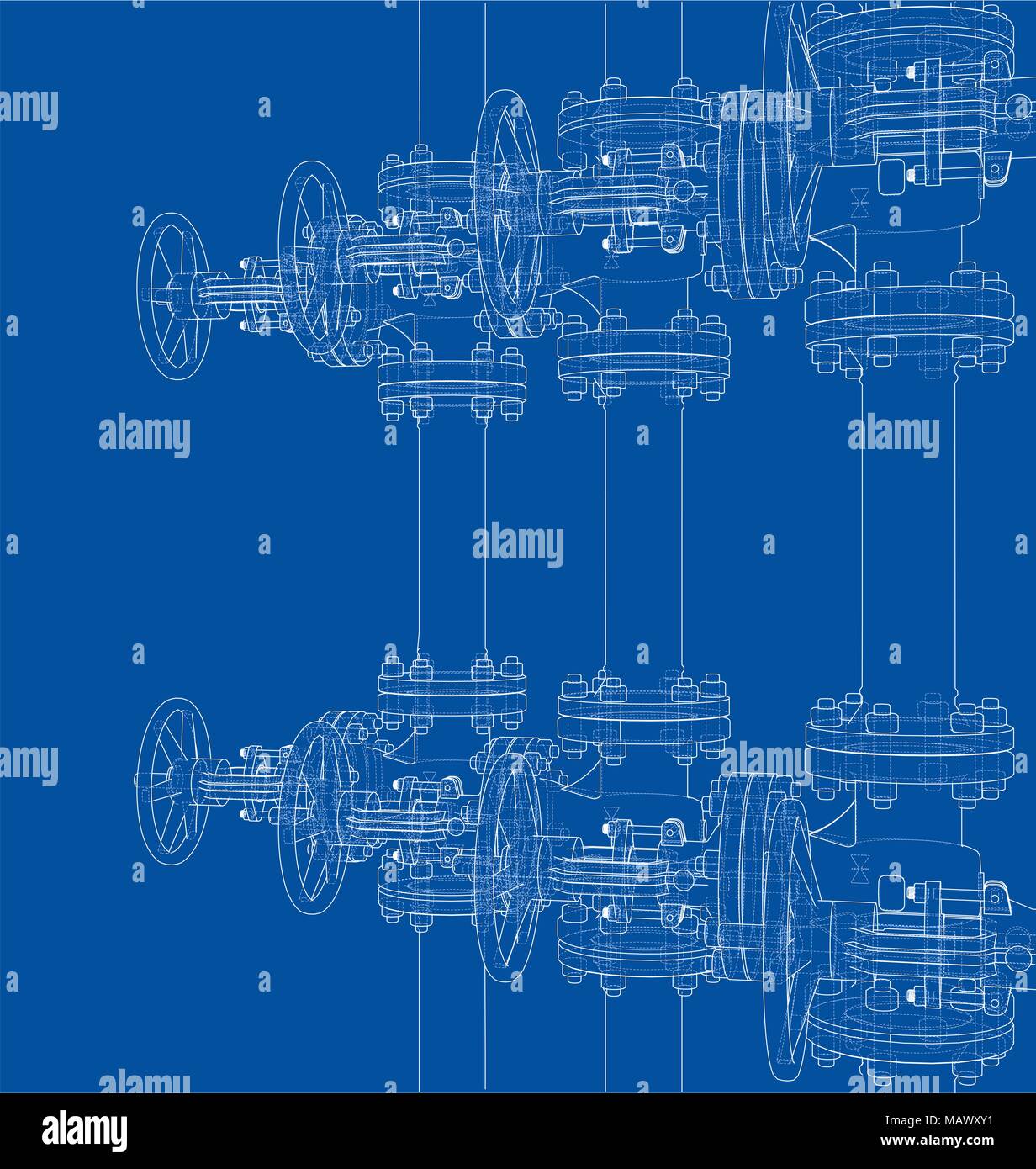 Industrial valves sketch. 3d illustration Stock Photo - Alamy