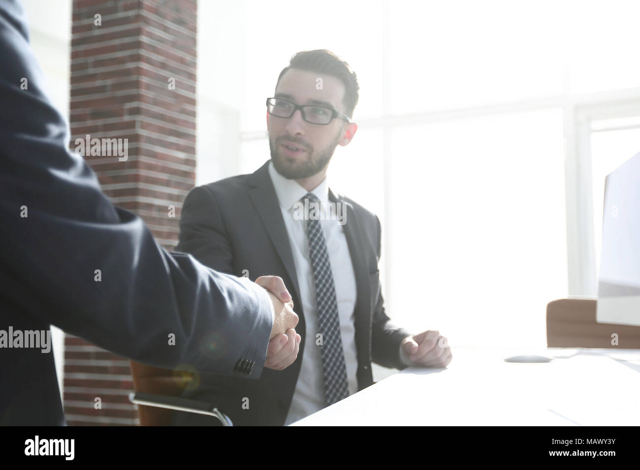 business handshake . photo with copy space Stock Photo - Alamy
